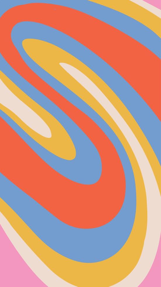 Retro Groovy Vertical Background 70s Vibes Vector Design Trendy Y2k