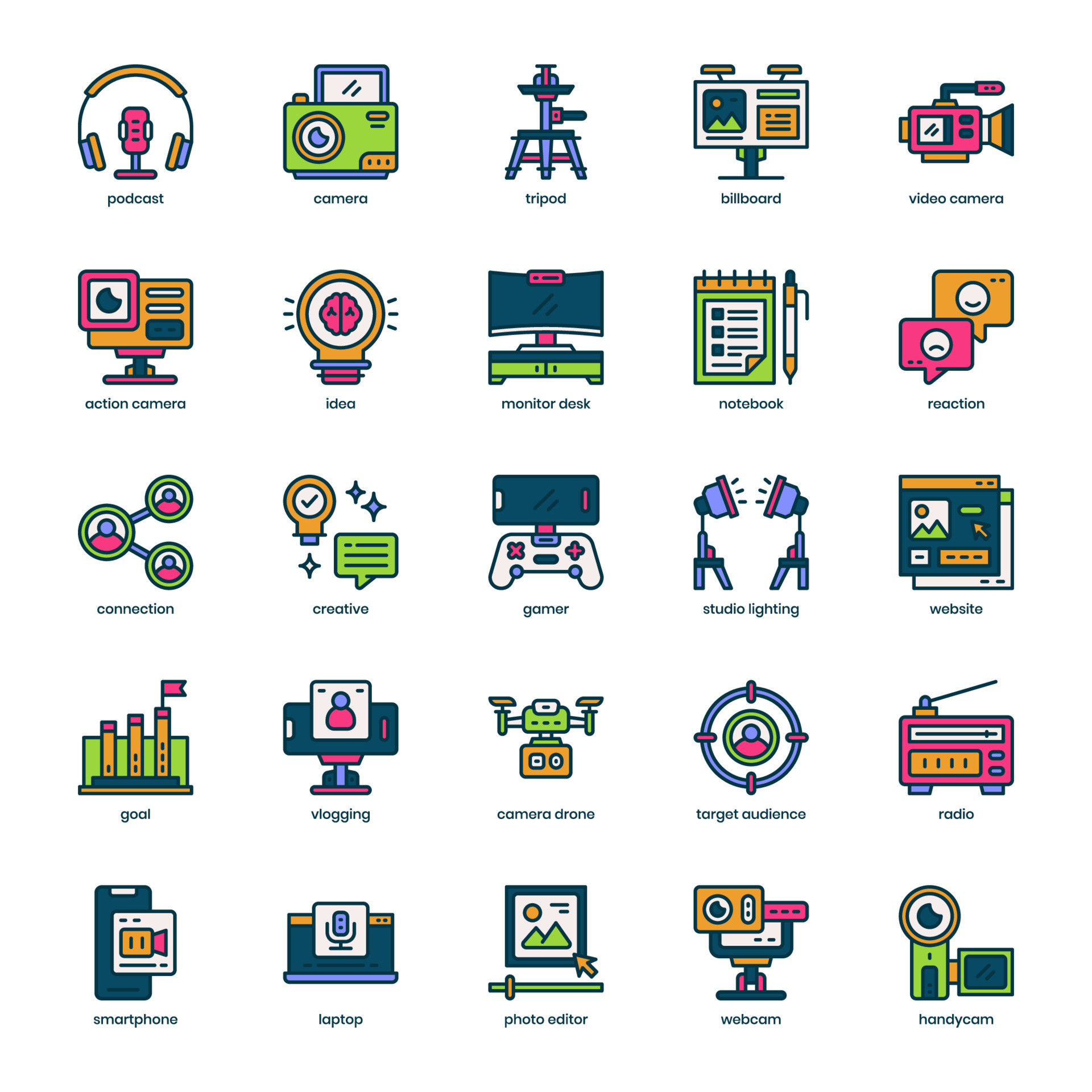 Content Creator Icon Pack For Your Website Design Logo App And User Interface Content