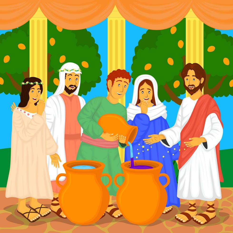 jesús está haciendo el milagro de convertir el agua en vino, lindos ... jesús está haciendo el milagro de convertir el agua en vino, lindos ...
