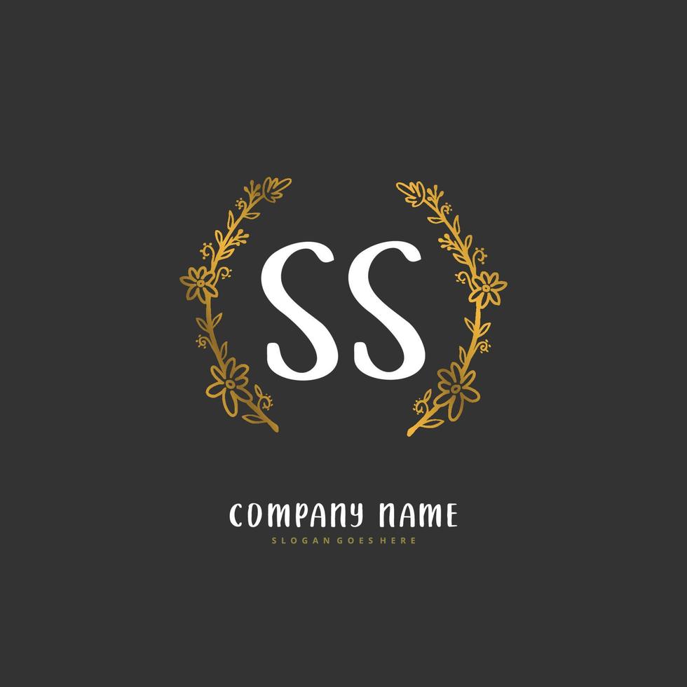 SS Initial handwriting and signature logo design with circle. Beautiful design handwritten logo ...