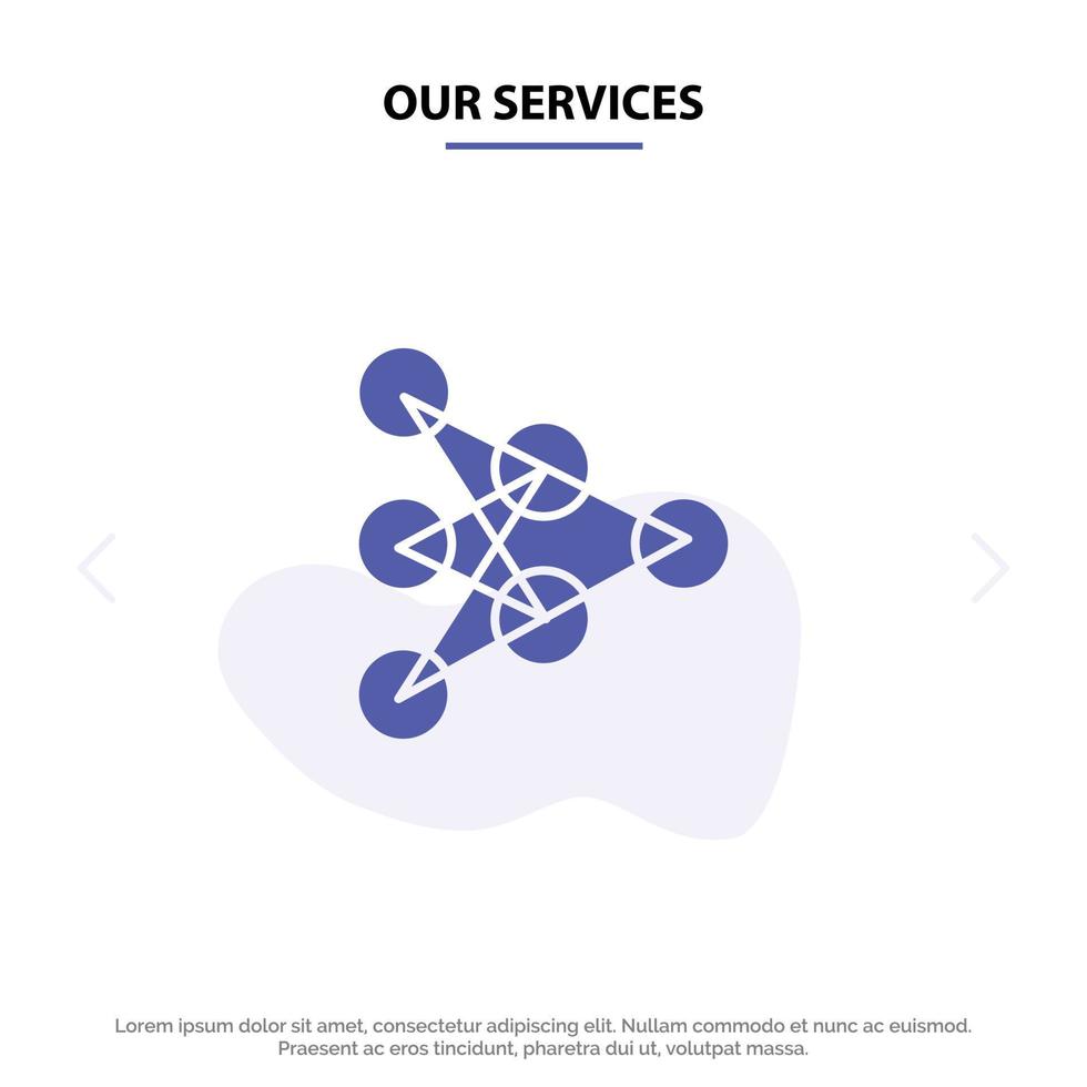 Our Services Learning Deep Algorithm Data Solid Glyph Icon Web Card Template 13129172 Vector Art