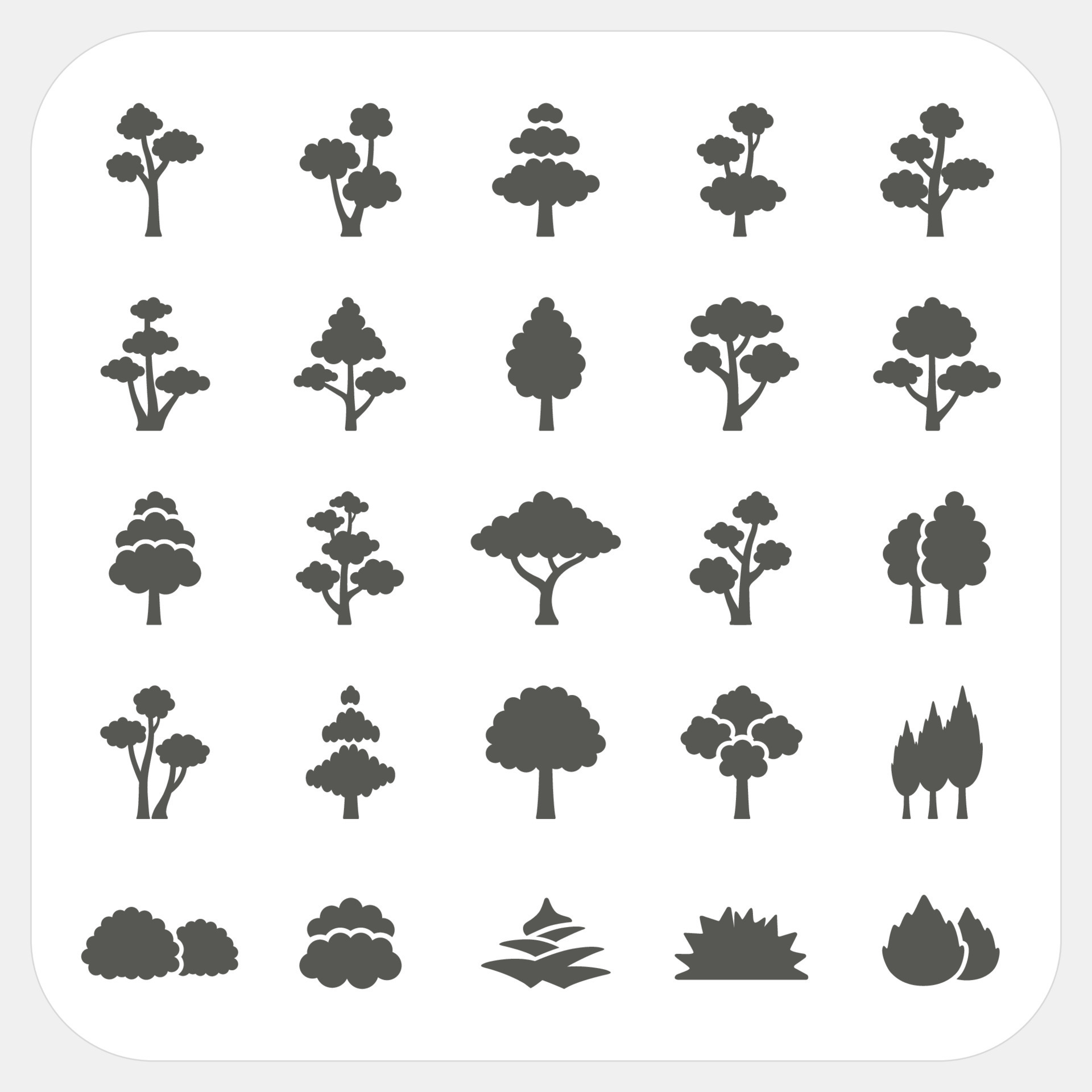 Tree icons set 13129448 Vector Art at Vecteezy