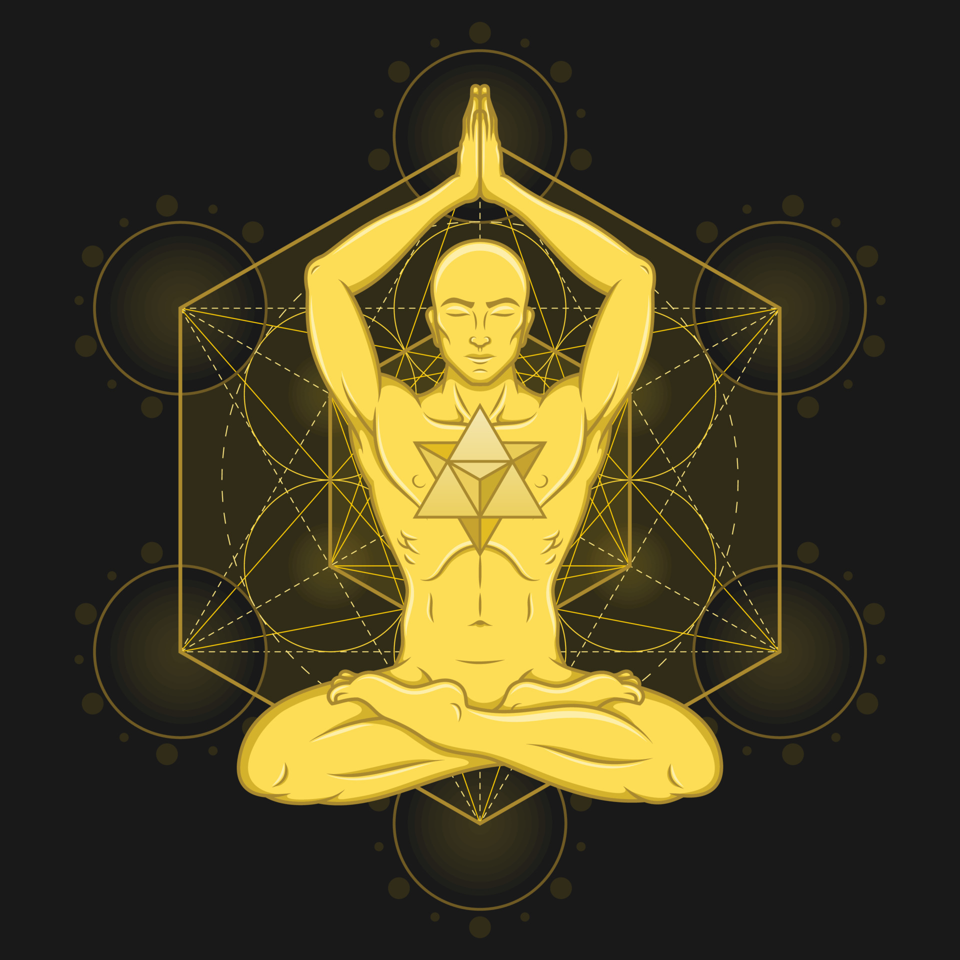 Vector Design of Meditating Man with Metatron Background 13131453 ... Vector Design of Meditating Man with Metatron Background 13131453 ...