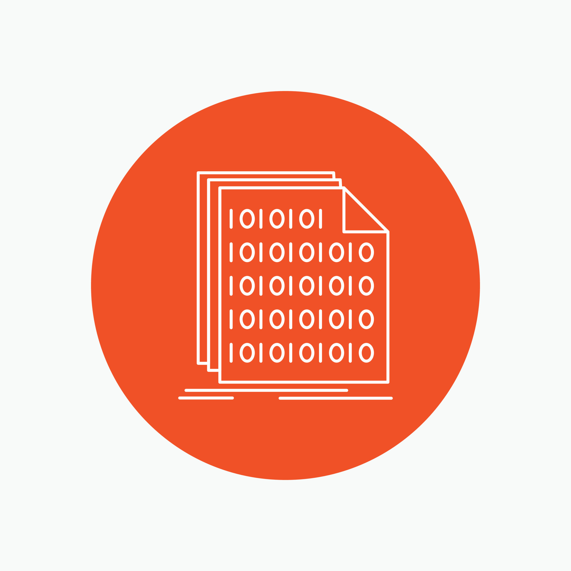 Binary Code Coding Data Document White Line Icon In Circle Background Vector Icon