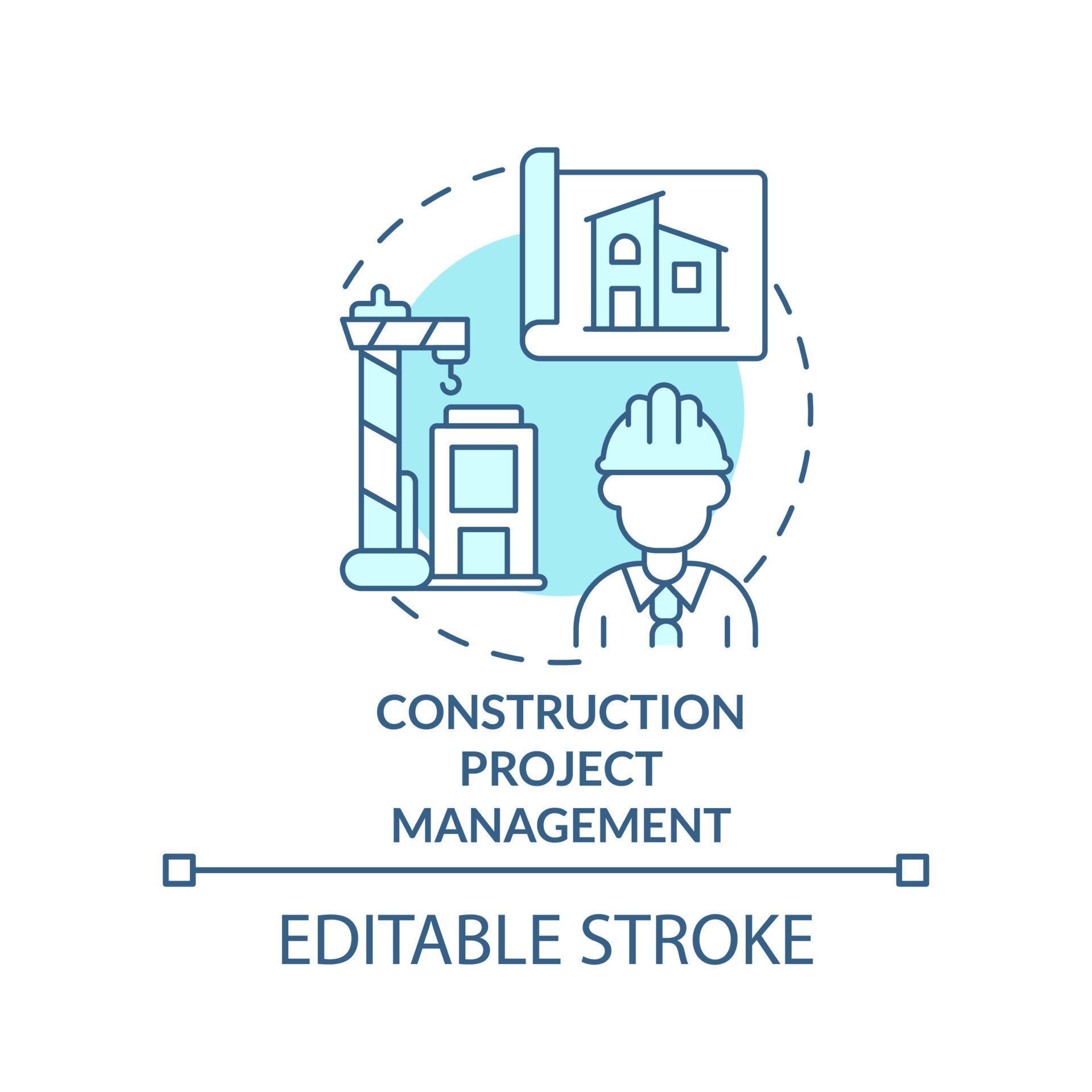 Construction project management turquoise concept icon. Business ...