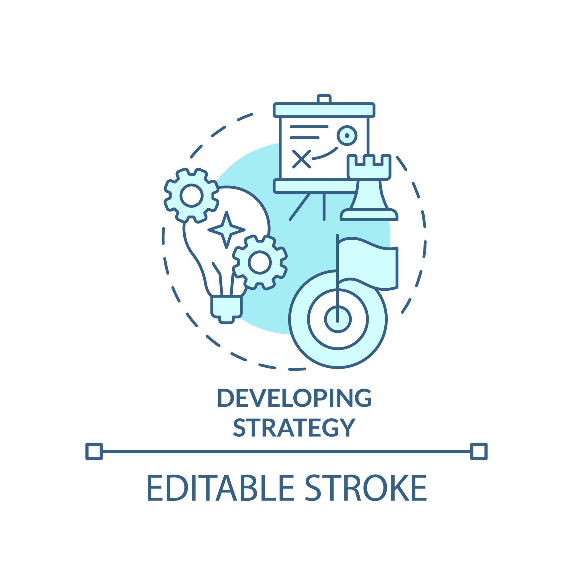 Developing Strategy Turquoise Concept Icon Corporate Planning Product