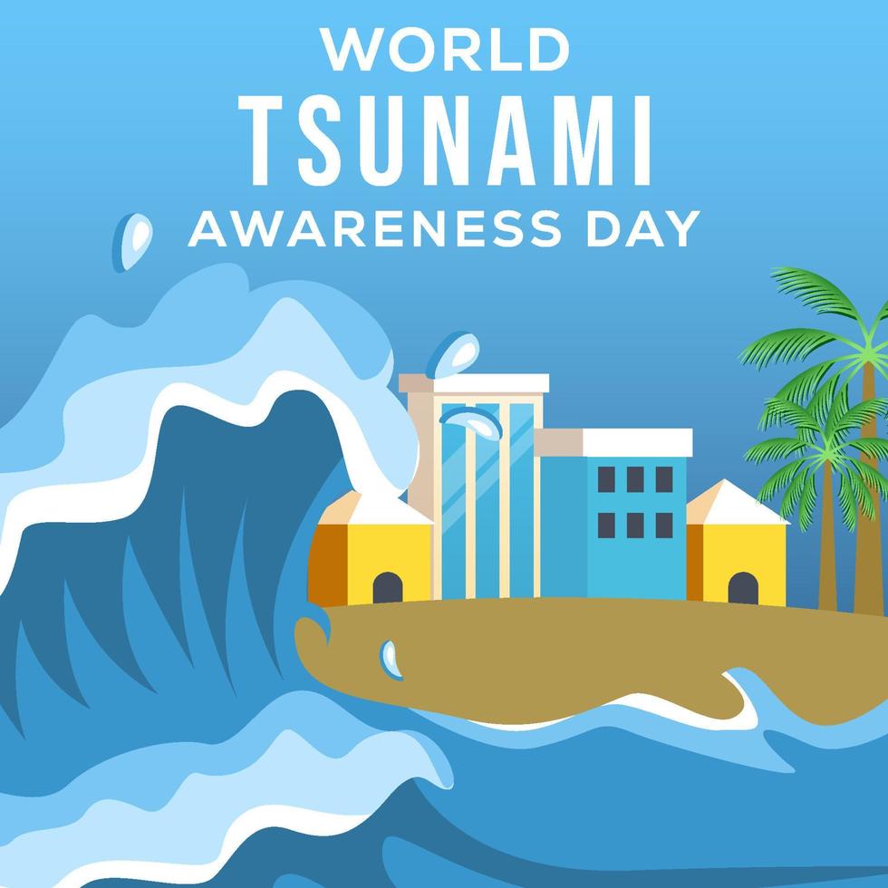 flat design world tsunami awareness day illustration 13134044 Vector ...