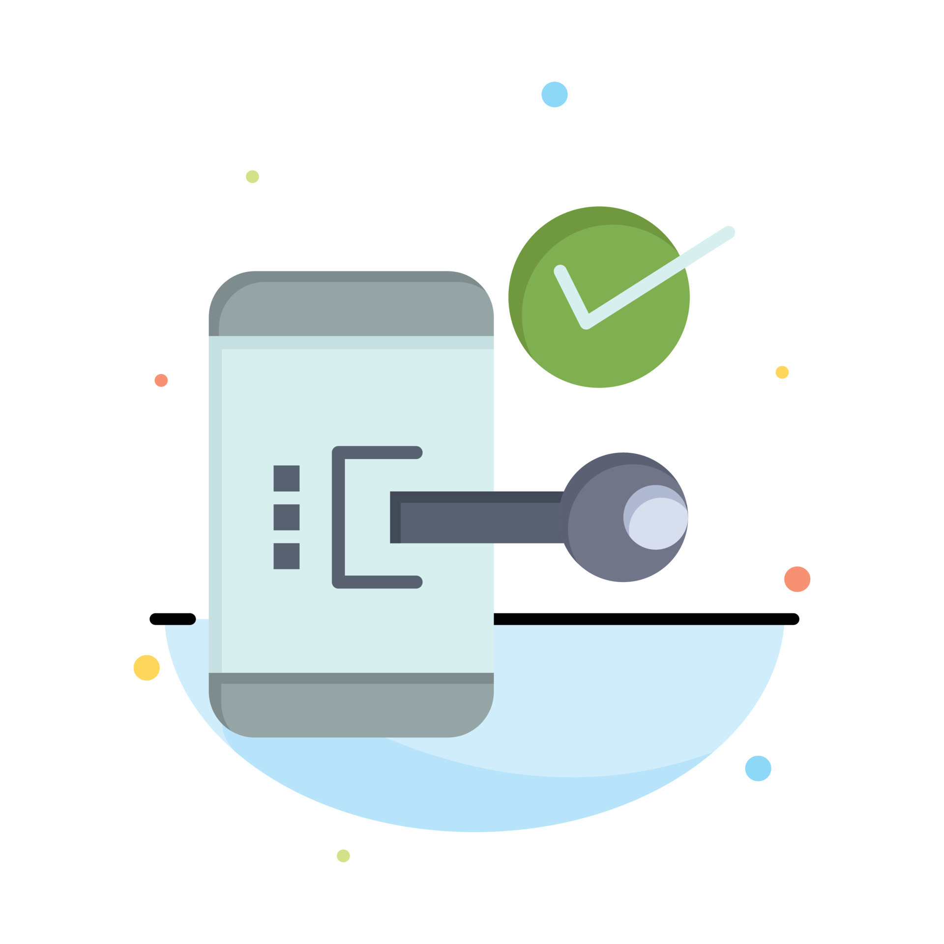 Key Lock Mobile Open Phone Security Abstract Flat Color Icon Template 13136641 Vector Art At