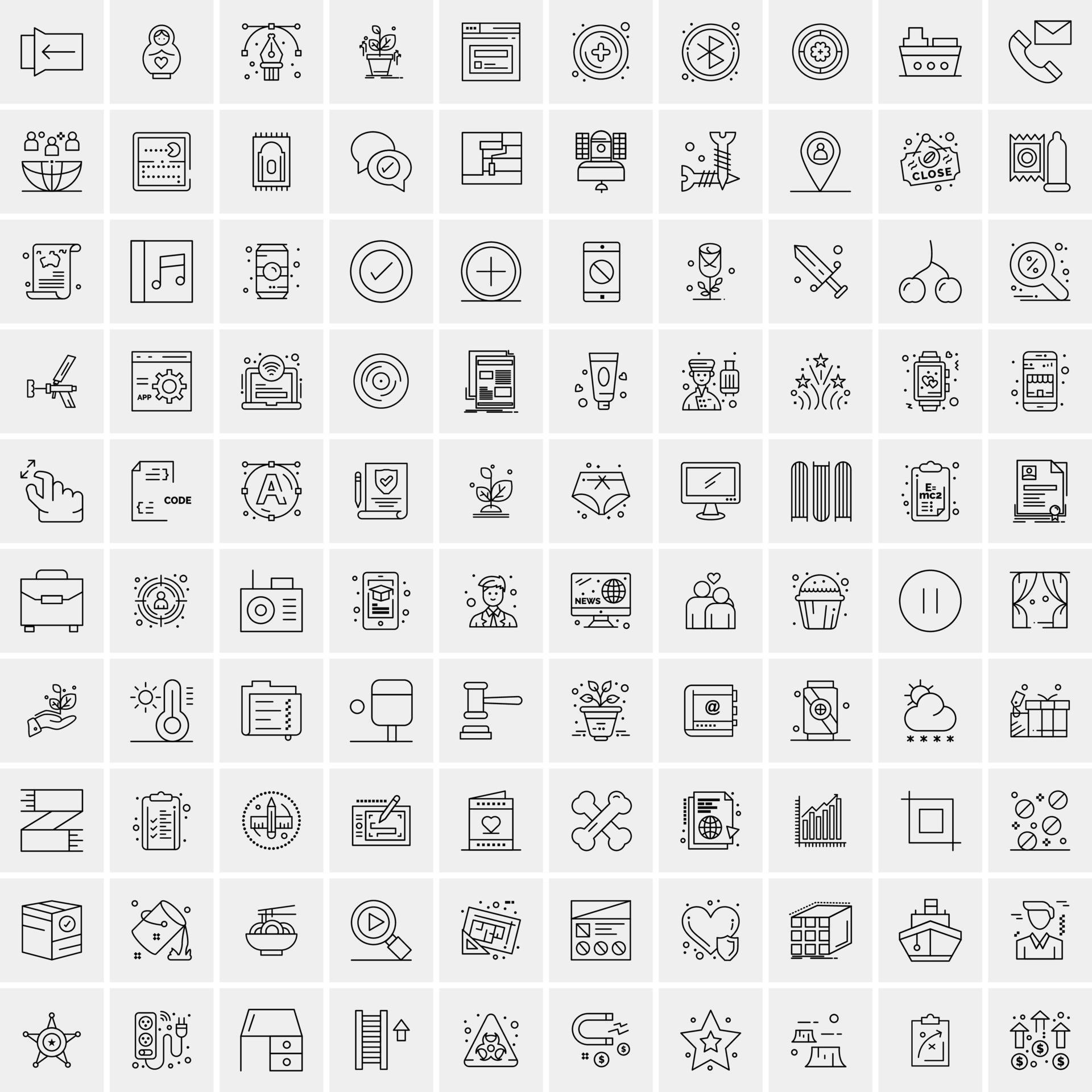 Set of 100 Creative Business Line Icons 13137543 Vector Art at Vecteezy