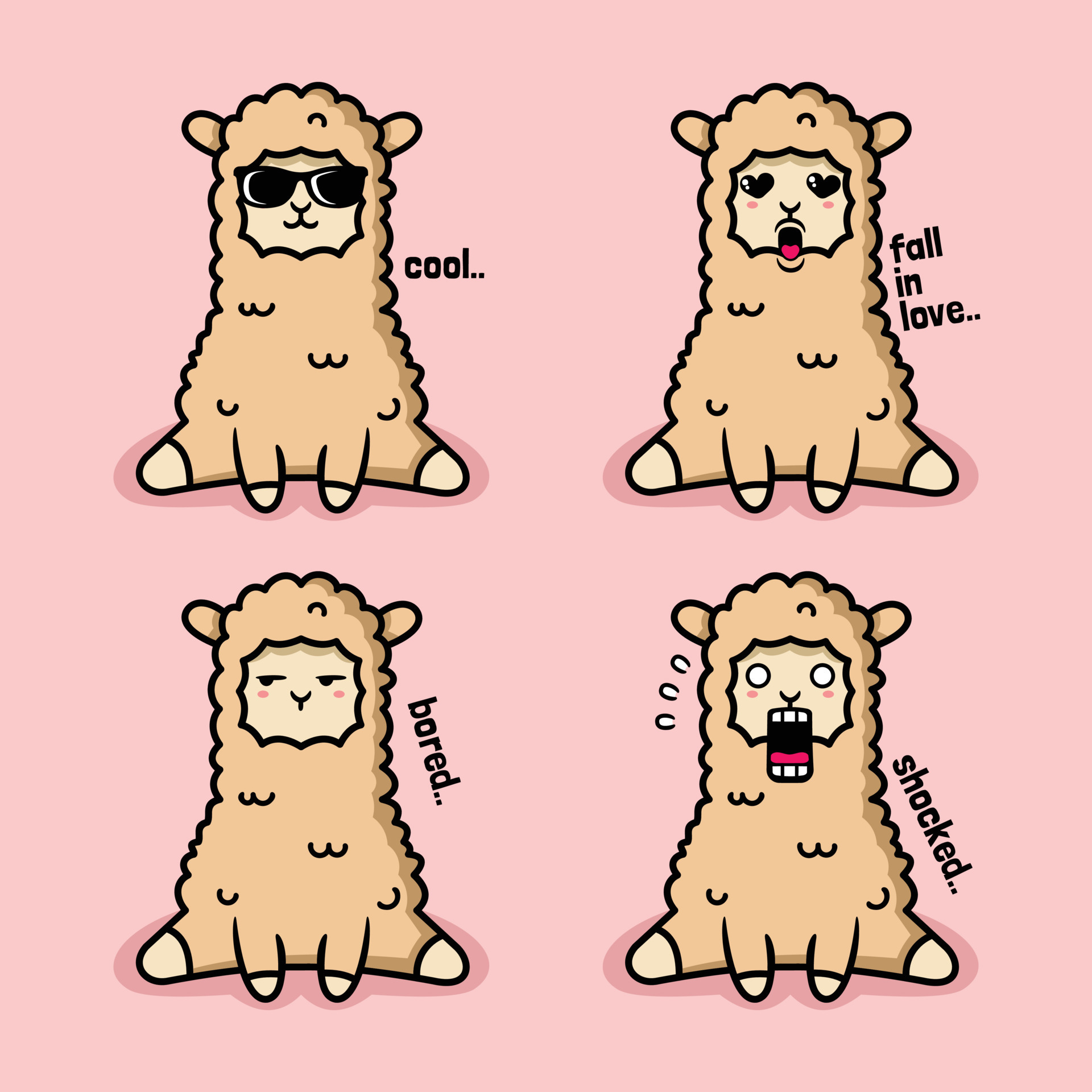 Vector Illustration Of Cute Alpaca Emoji 13137546 Vector Art At Vecteezy