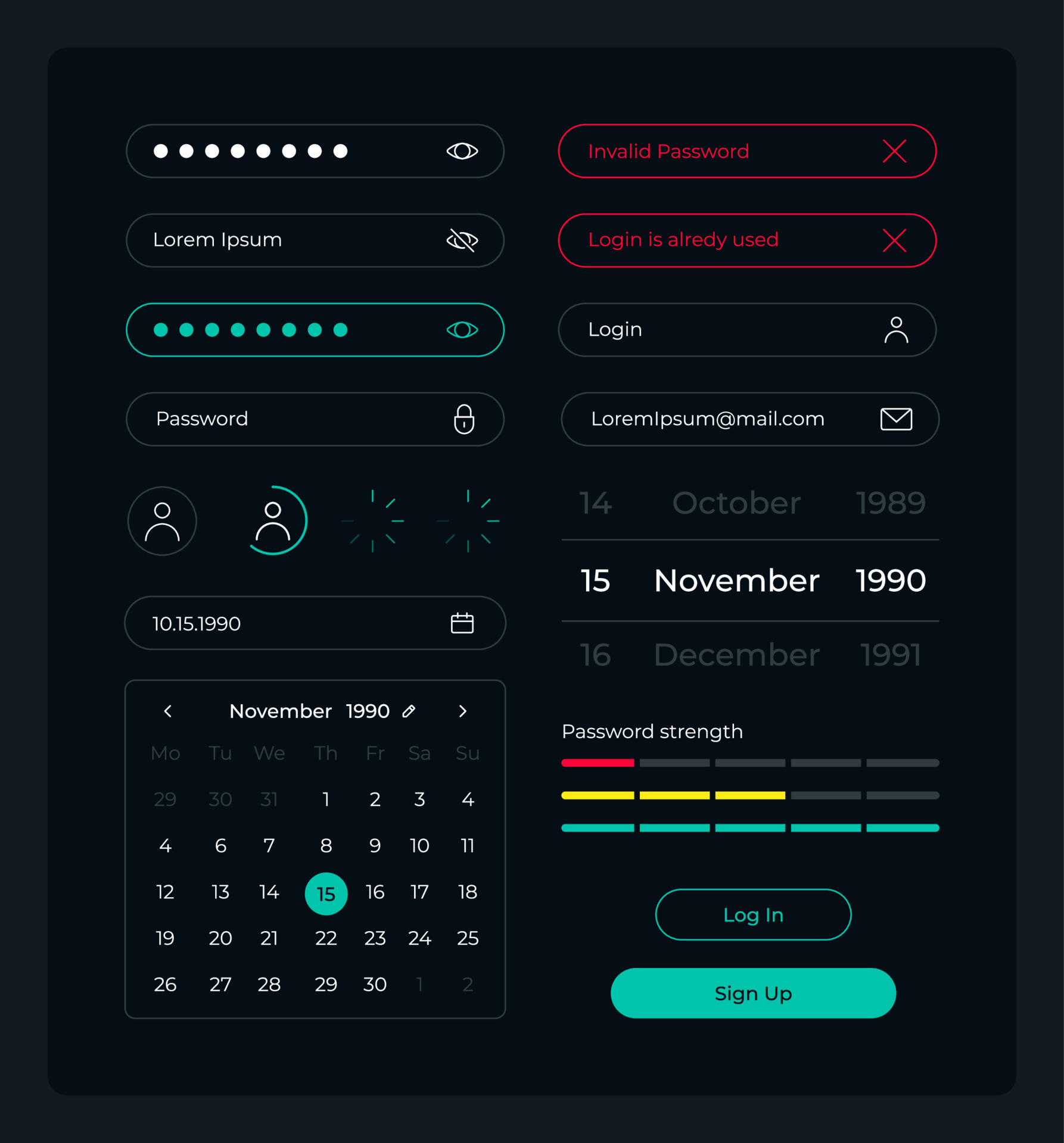 Signing Up Ui Elements Kit Personal Data Isolated Vector Components 6665
