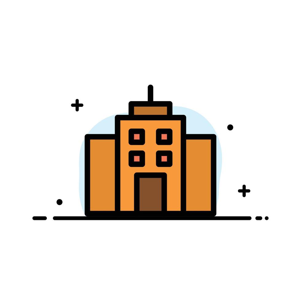 Building User Office Interface Business Flat Line Filled Icon Vector
