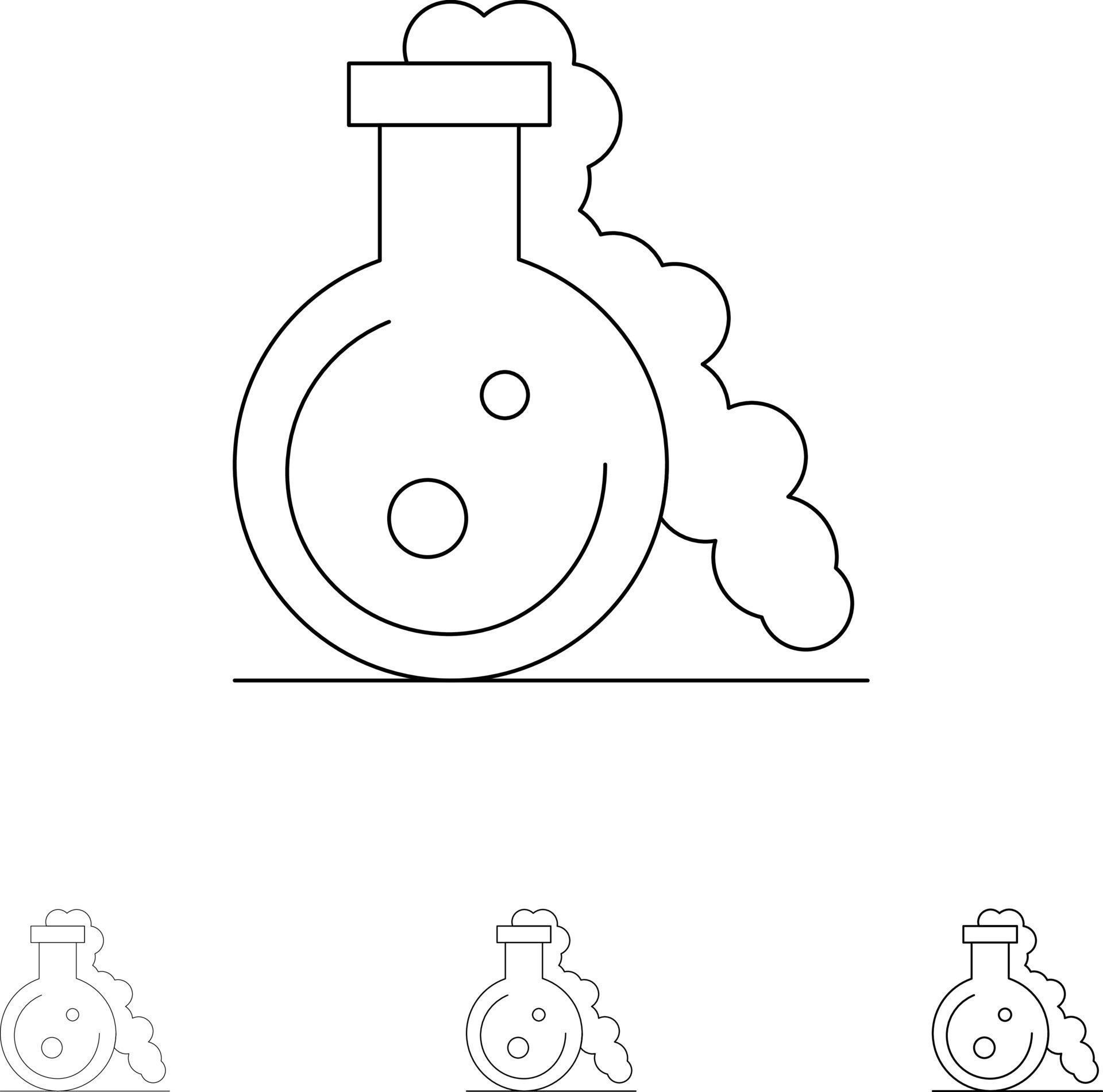 Flask Lab Test Medical Bold and thin black line icon set 13138098 ...