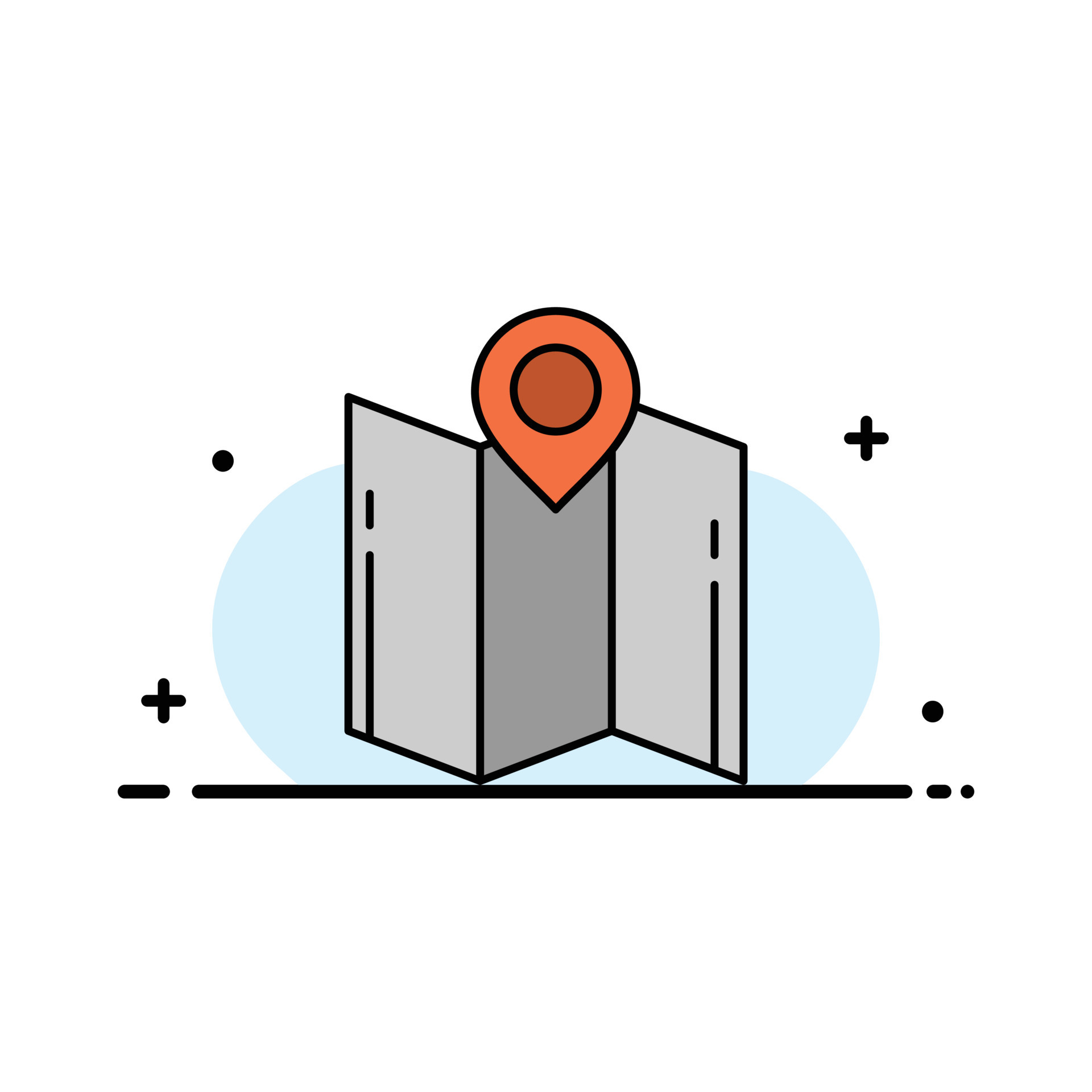 Map Direction Location Navigation Pointer Business Flat Line Filled