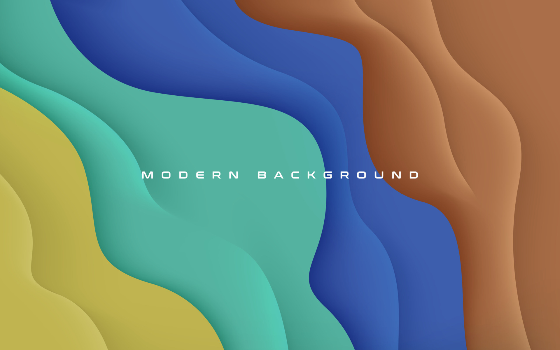 Abstract Yellow Green Blue Brown Soft Dynamic Wavy Texture Papercut