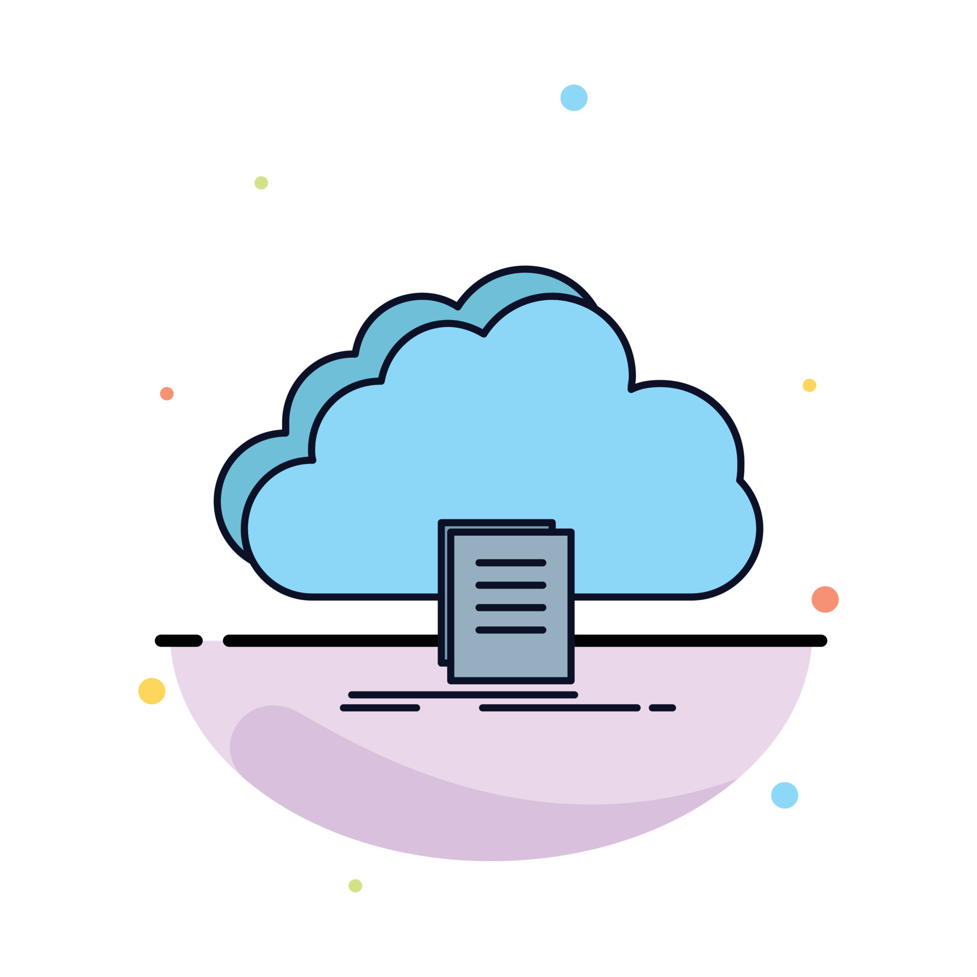 Cloud Access Document File Download Flat Color Icon Vector 13139457