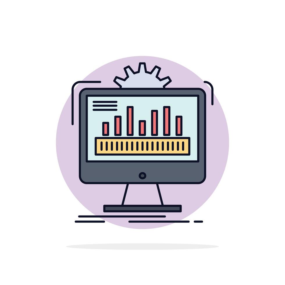 Dashboard Admin Monitor Monitoring Processing Flat Color Icon Vector