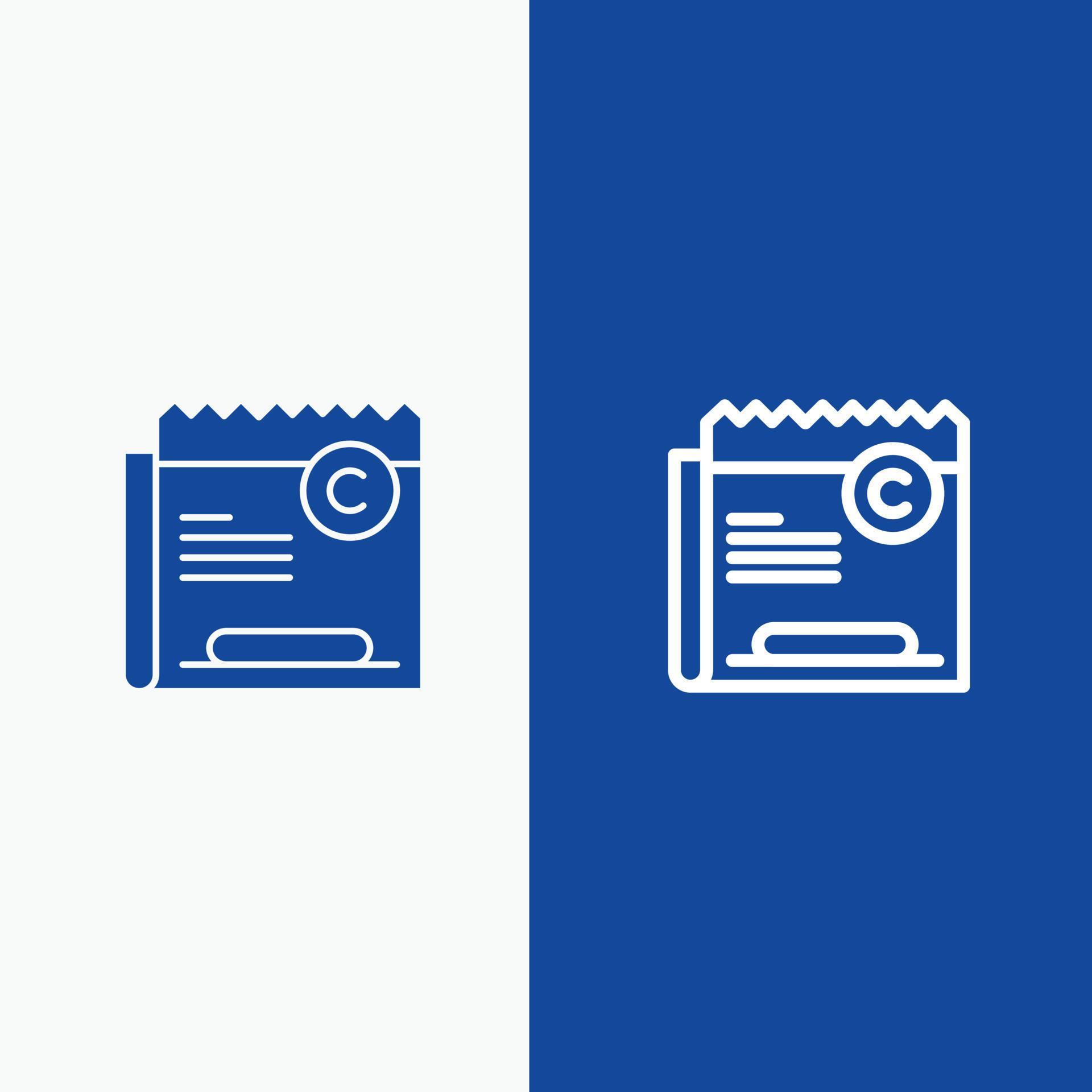 Copy Copyright Restriction Right File Line and Glyph Solid icon Blue ...