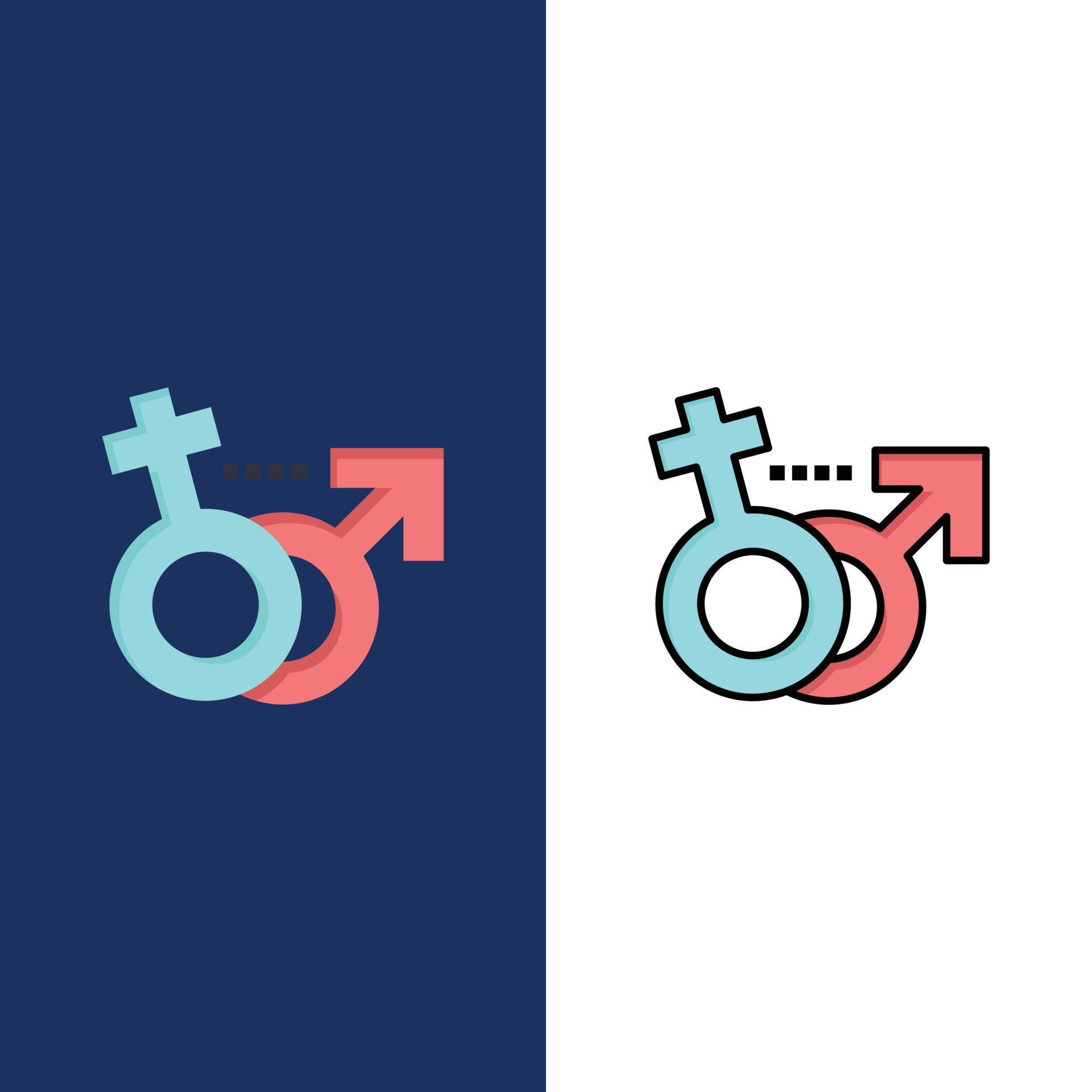 Gender Male Female Symbol Icons Flat And Line Filled Icon Set Vector