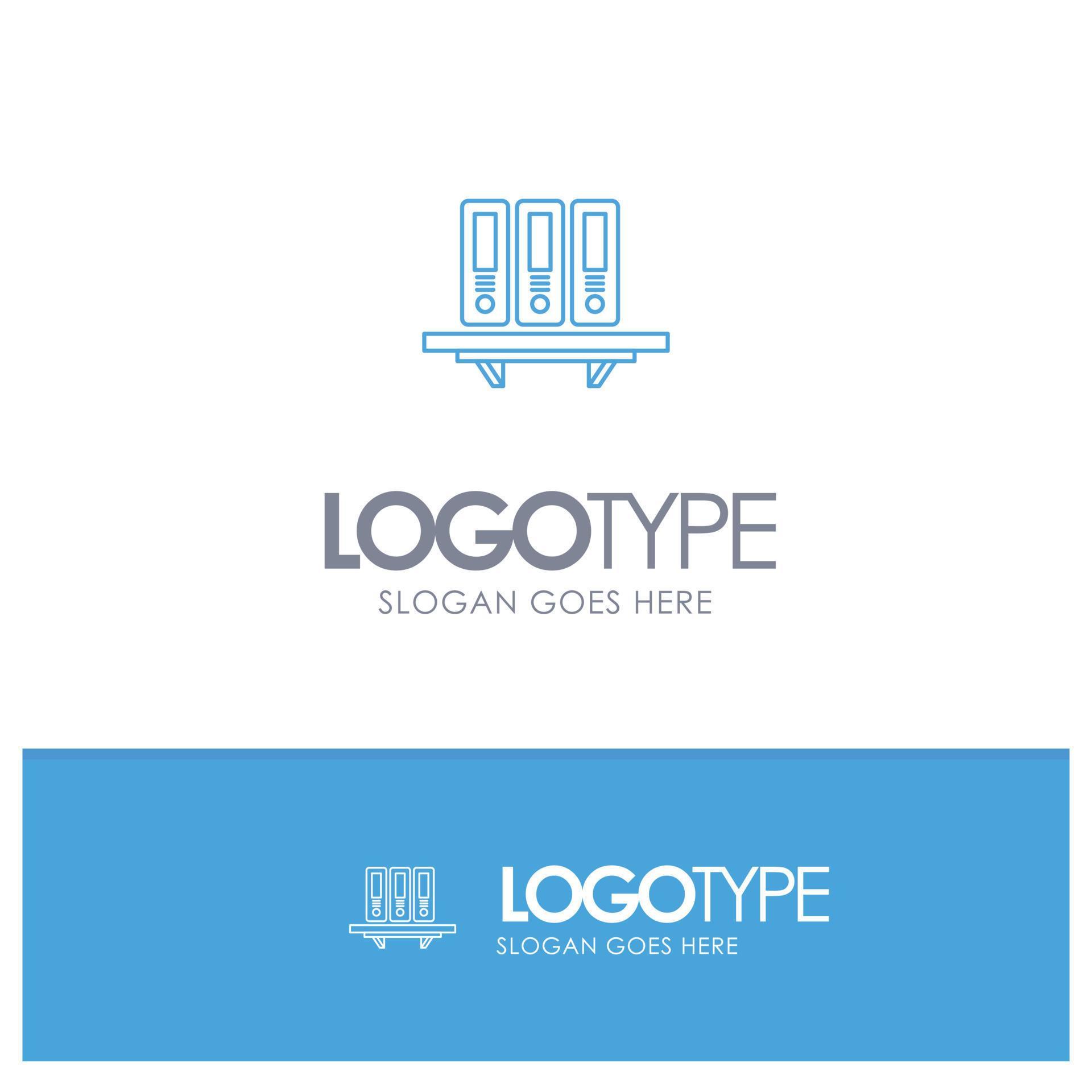 Files Archive Data Database Documents Folders Storage Blue Outline Logo With Place For Tagline 0890