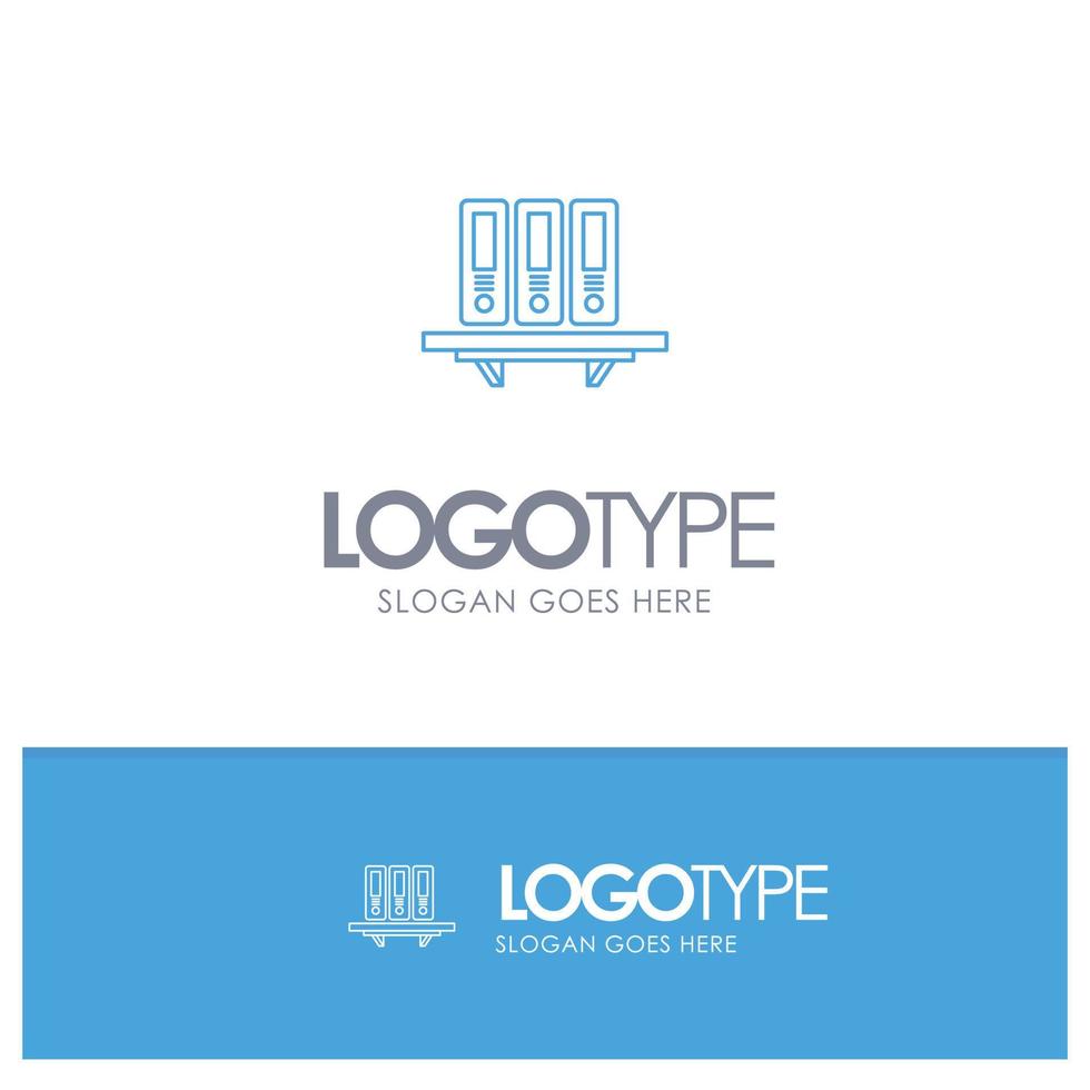 Files Archive Data Database Documents Folders Storage Blue Outline Logo With Place For Tagline