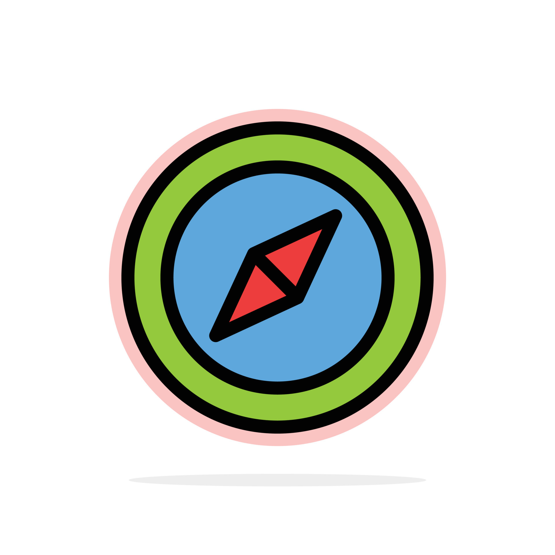 Compass Location Map Abstract Circle Background Flat Color Icon
