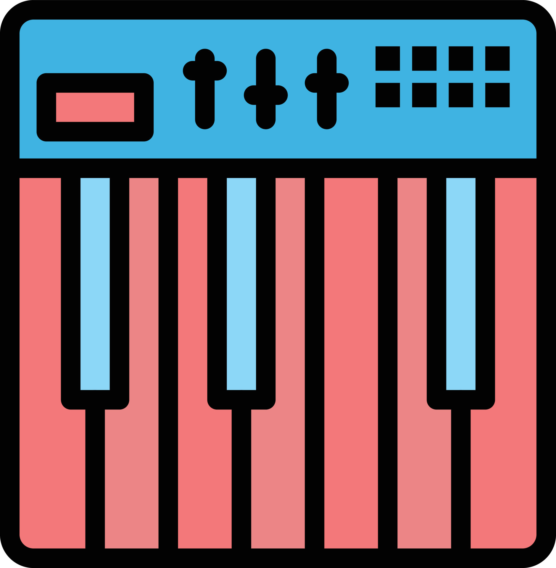 Controller Hardware Keyboard Midi Music Flat Color Icon Vector Icon Banner Template 13146583