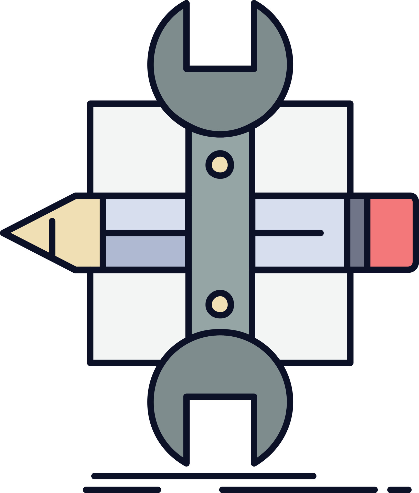 Build design develop sketch tools Flat Color Icon Vector 13146903 ...