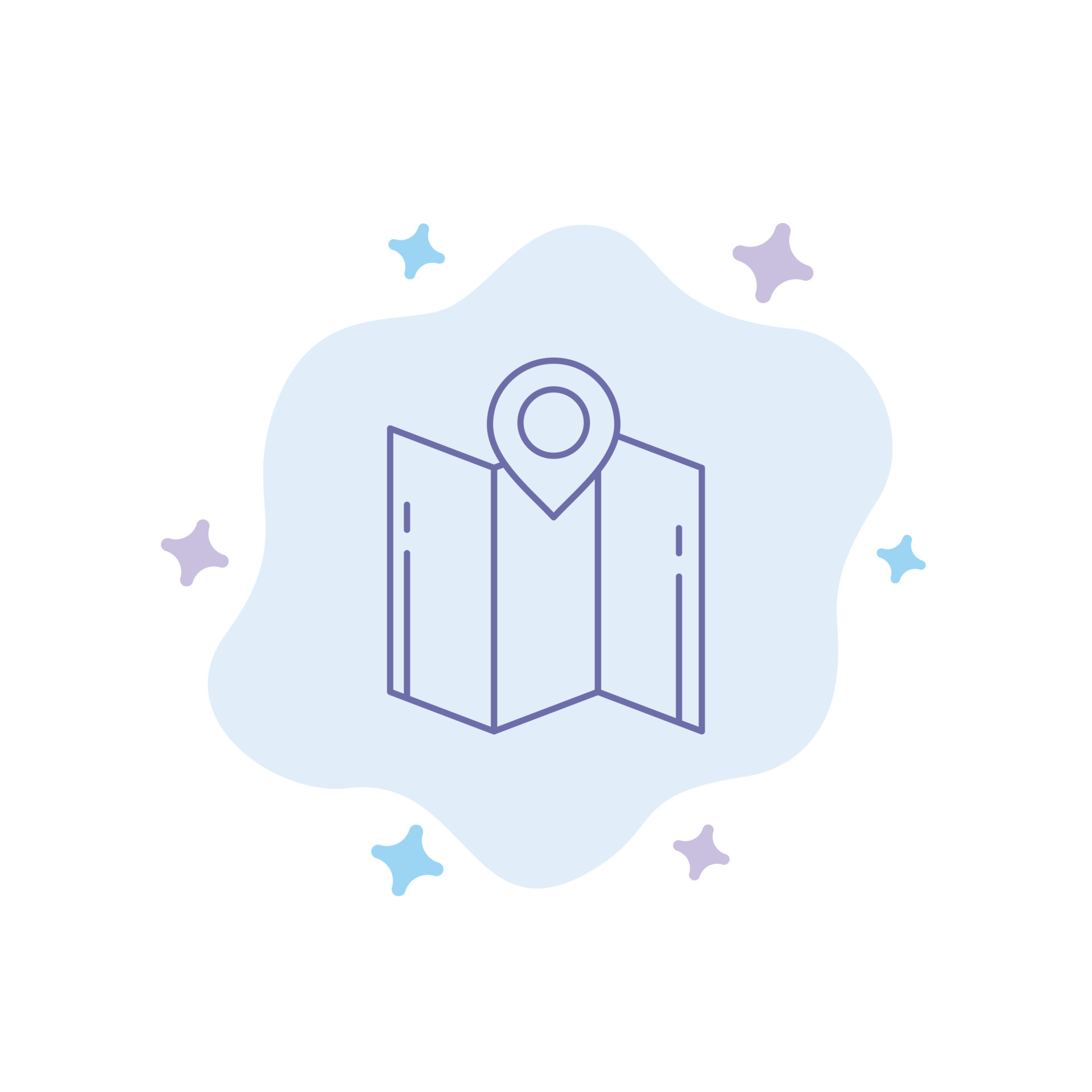 Map Direction Location Navigation Pointer Blue Icon On Abstract Cloud