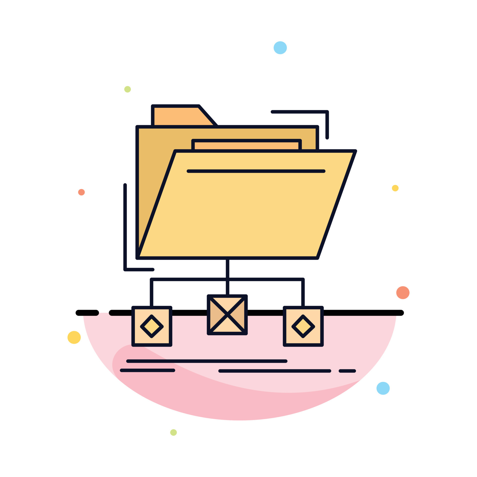 Backup Data Files Folder Network Flat Color Icon Vector 13147435 Vector