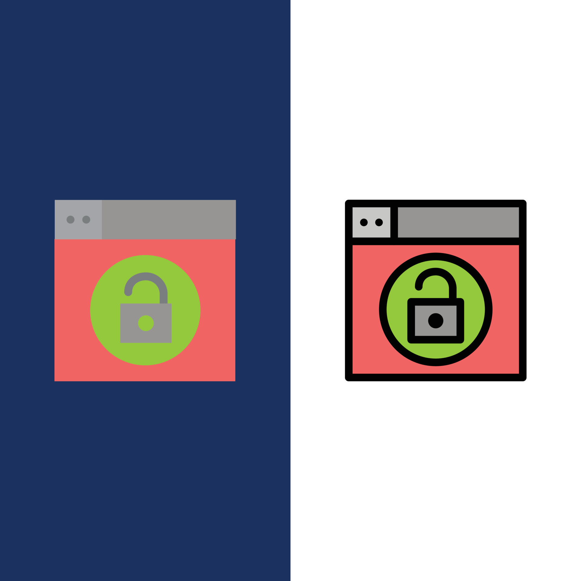 Web Design Lock Unlock Icons Flat and Line Filled Icon Set Vector Blue ...