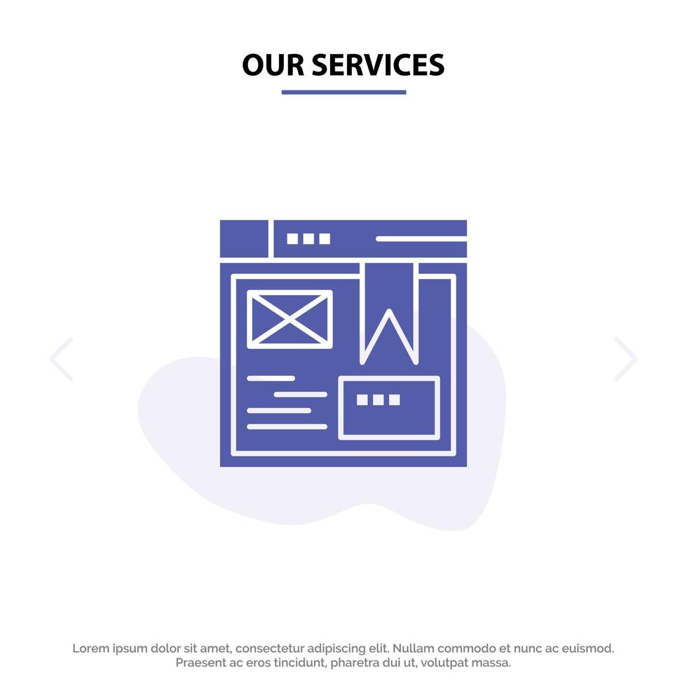 Our Services Layout Web Design Website Solid Glyph Icon Web Card