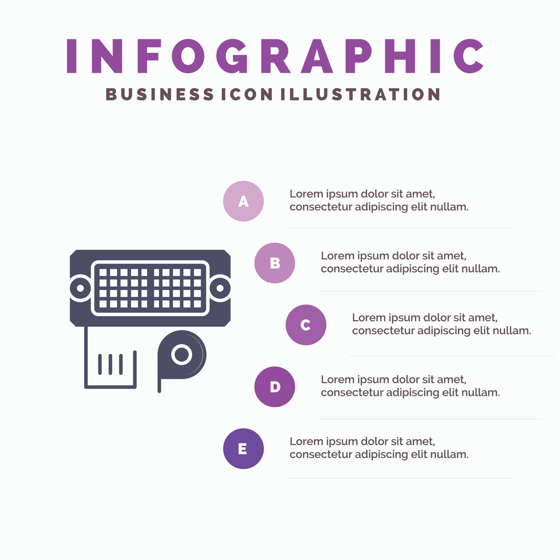Adapter Connection Data Input Solid Icon Infographics 5 Steps