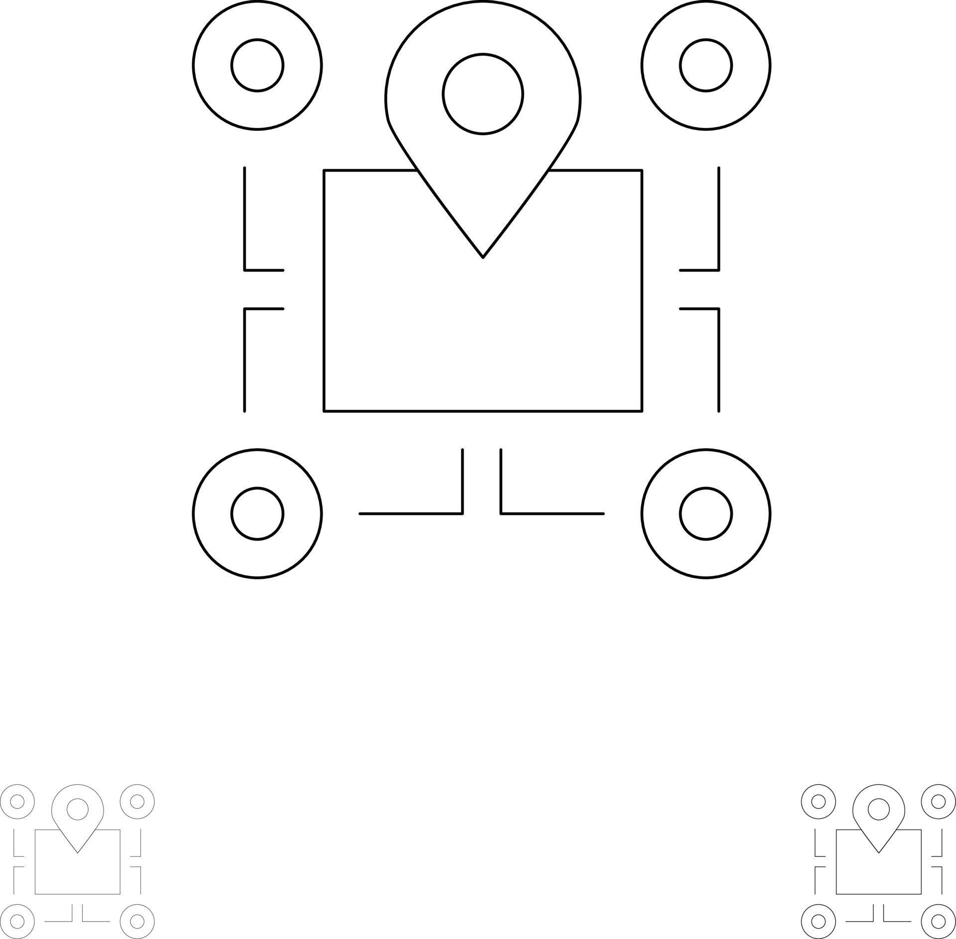 Location Map Chip Area Pointer Bold and thin black line icon set 13148975 Vector Art at Vecteezy