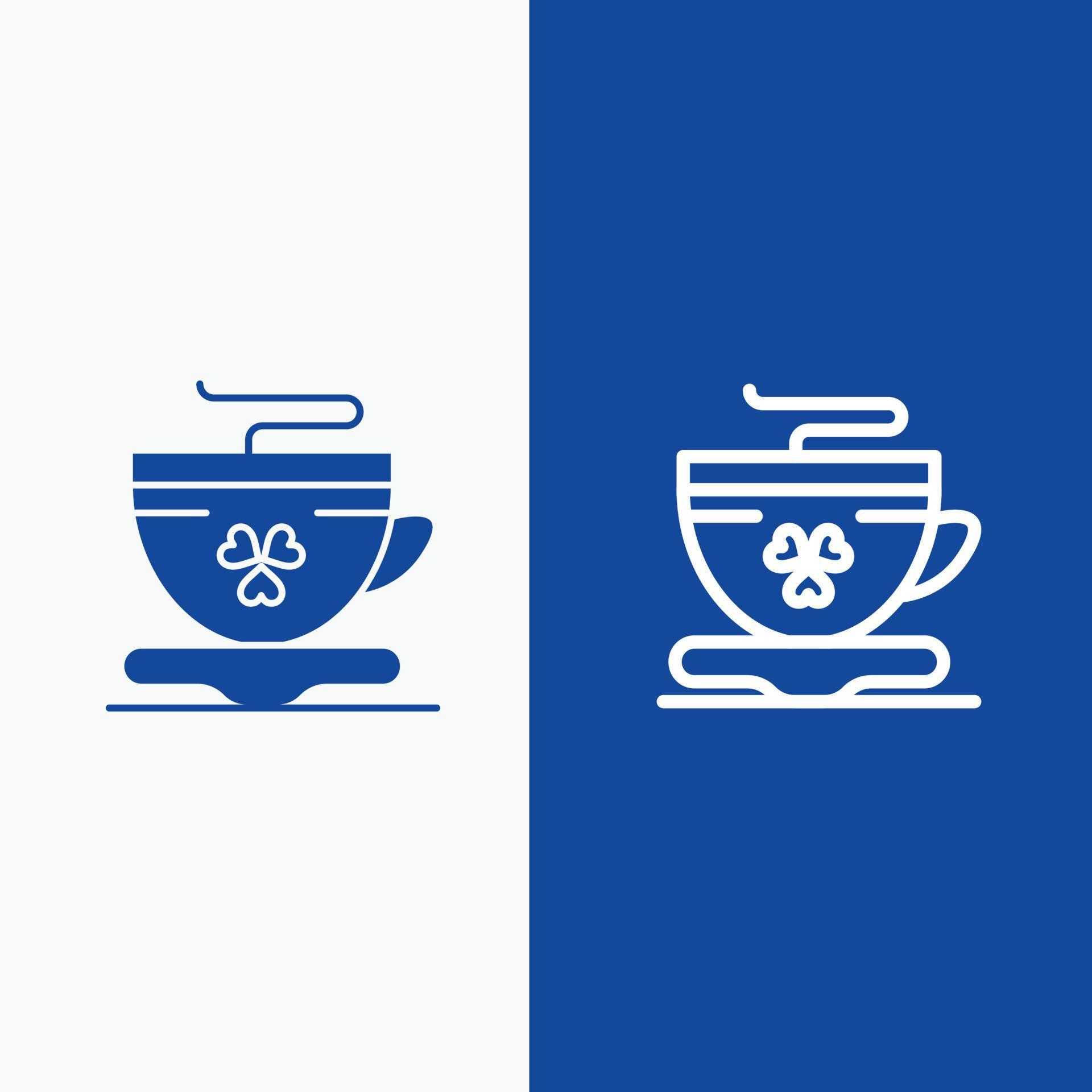 Tea Coffee Cup Ireland Line and Glyph Solid icon Blue banner Line and ...