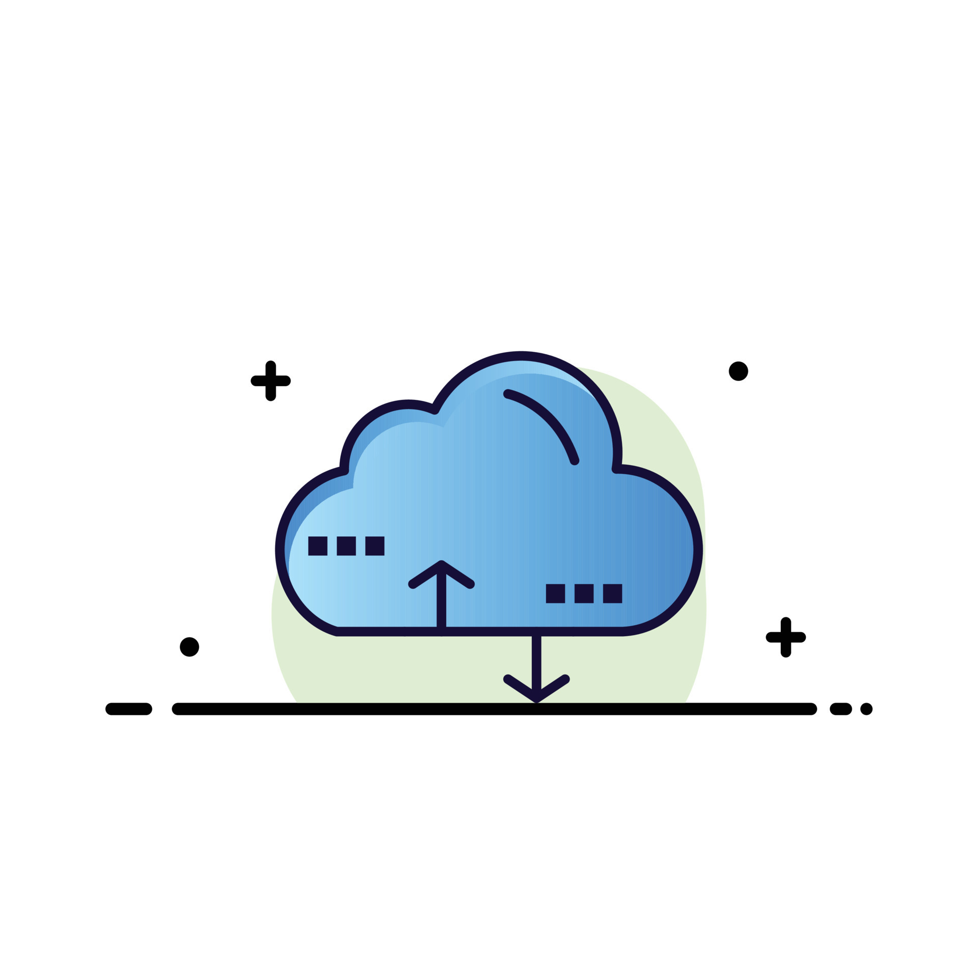 Cloud Computing Link Data Business Flat Line Filled Icon Vector Banner