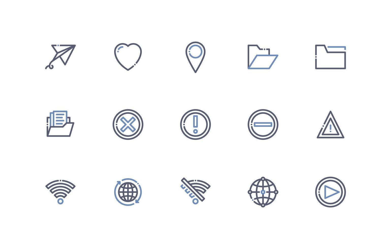 user interface essential icon set in dual tone line, outline style 13149703 Vector Art at Vecteezy