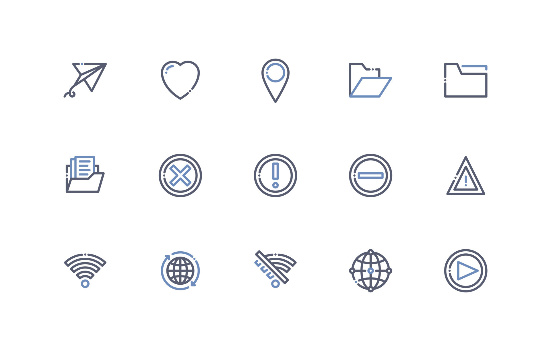 User Interface Essential Icon Set In Dual Tone Line Outline Style