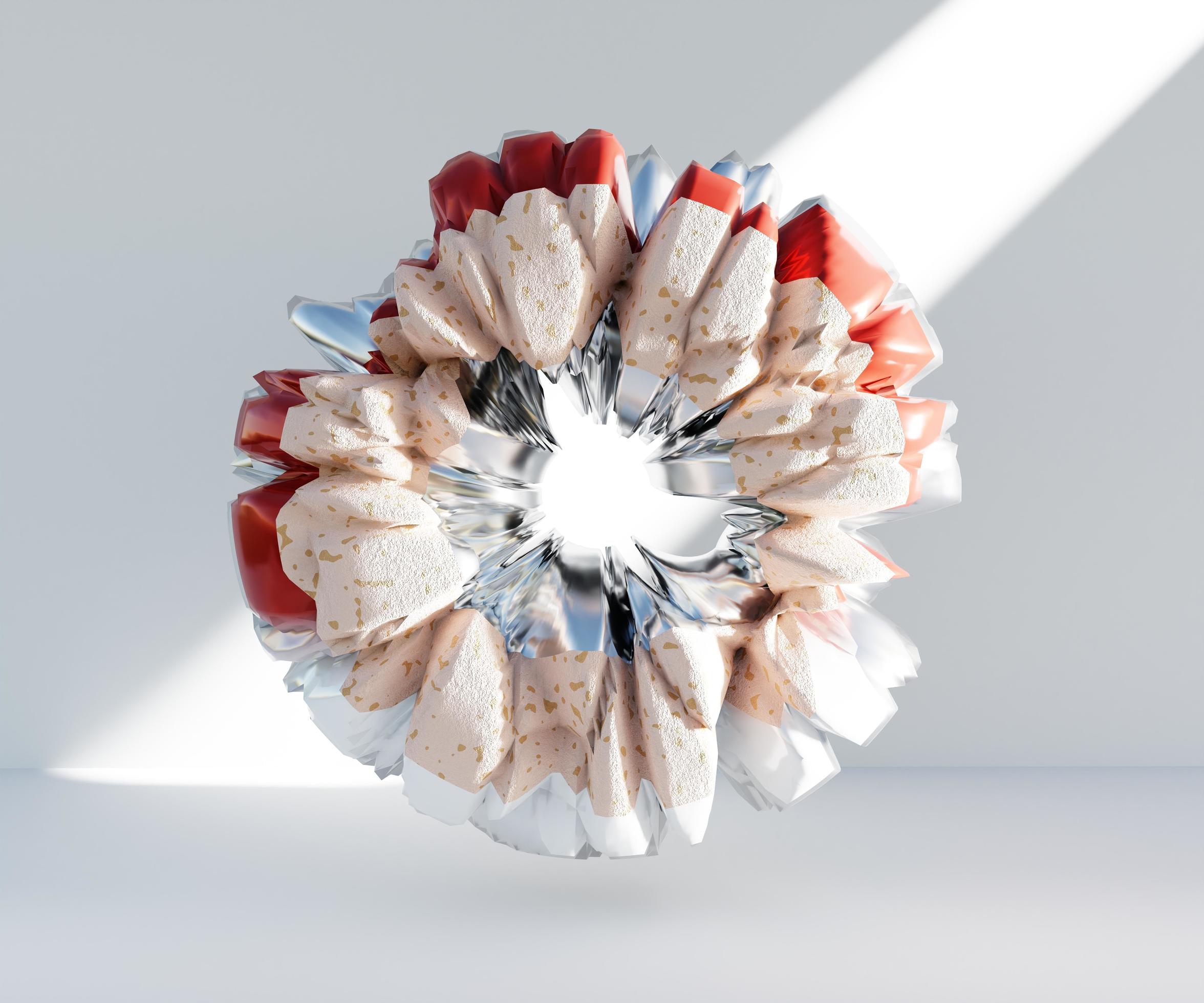 3d Render Abstract Geometric Torus Shape Cracked Surface With Hole Split Object Isolated On