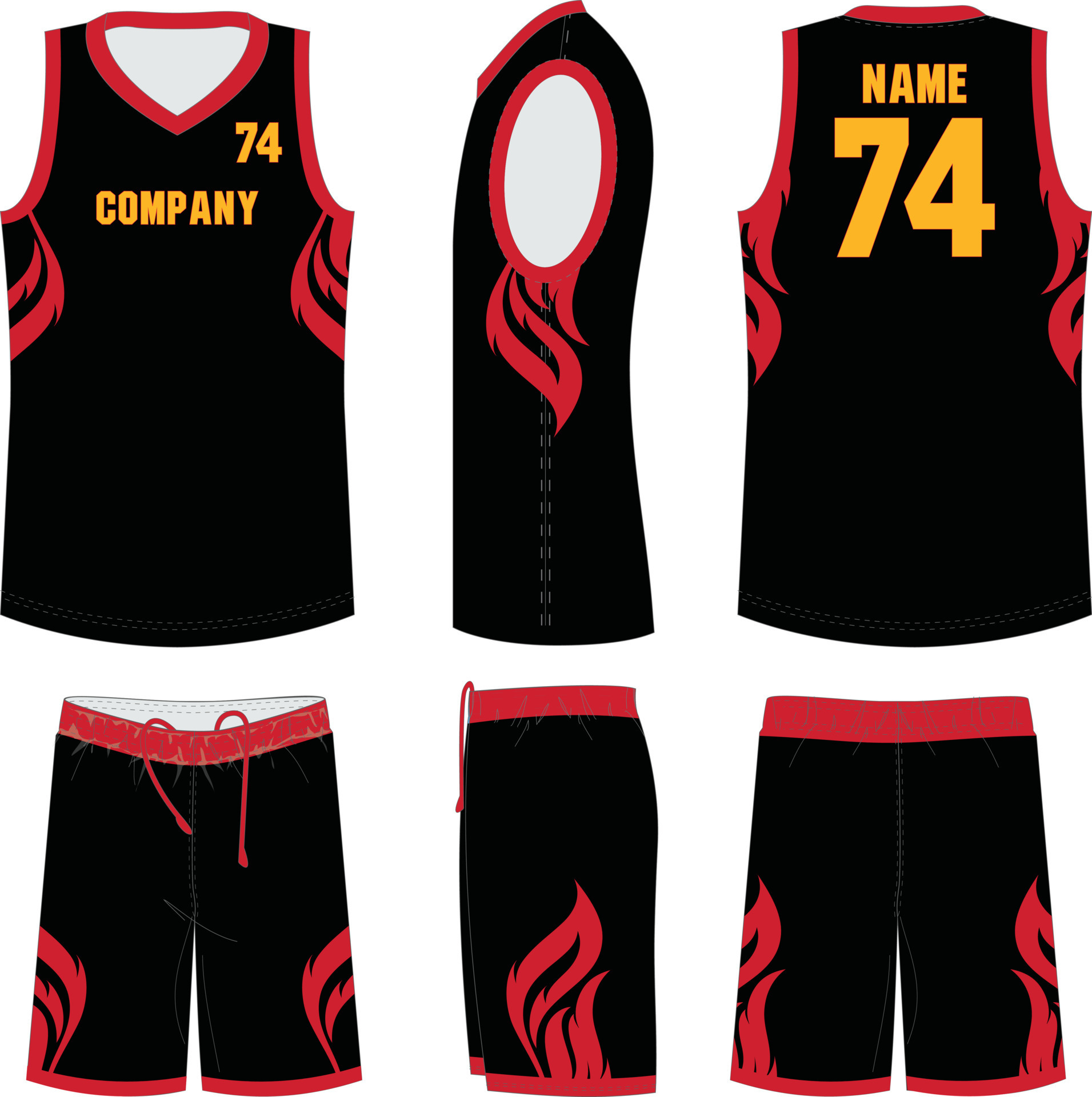Basketball Uniform Shorts Template For Basketball Club Front And