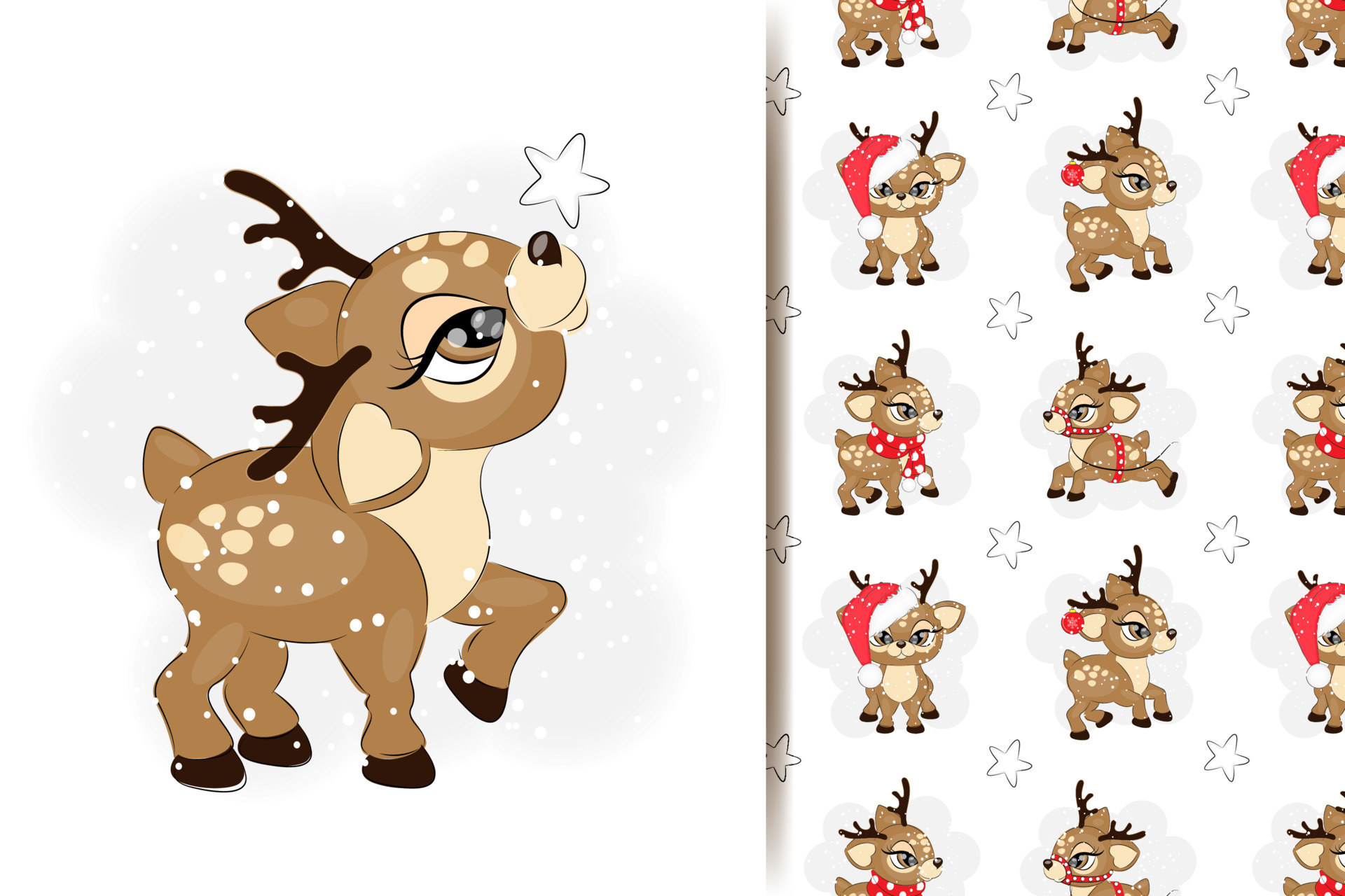 Seamless pattern with reindeer, vector illustration 13155778 Vector Art ...