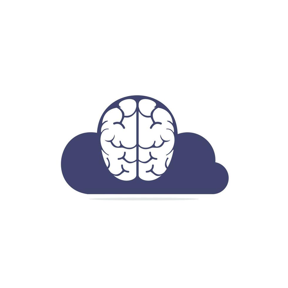 Cloud brain logo design vector icon. Digital brain logo. Database and computing logo concept ...