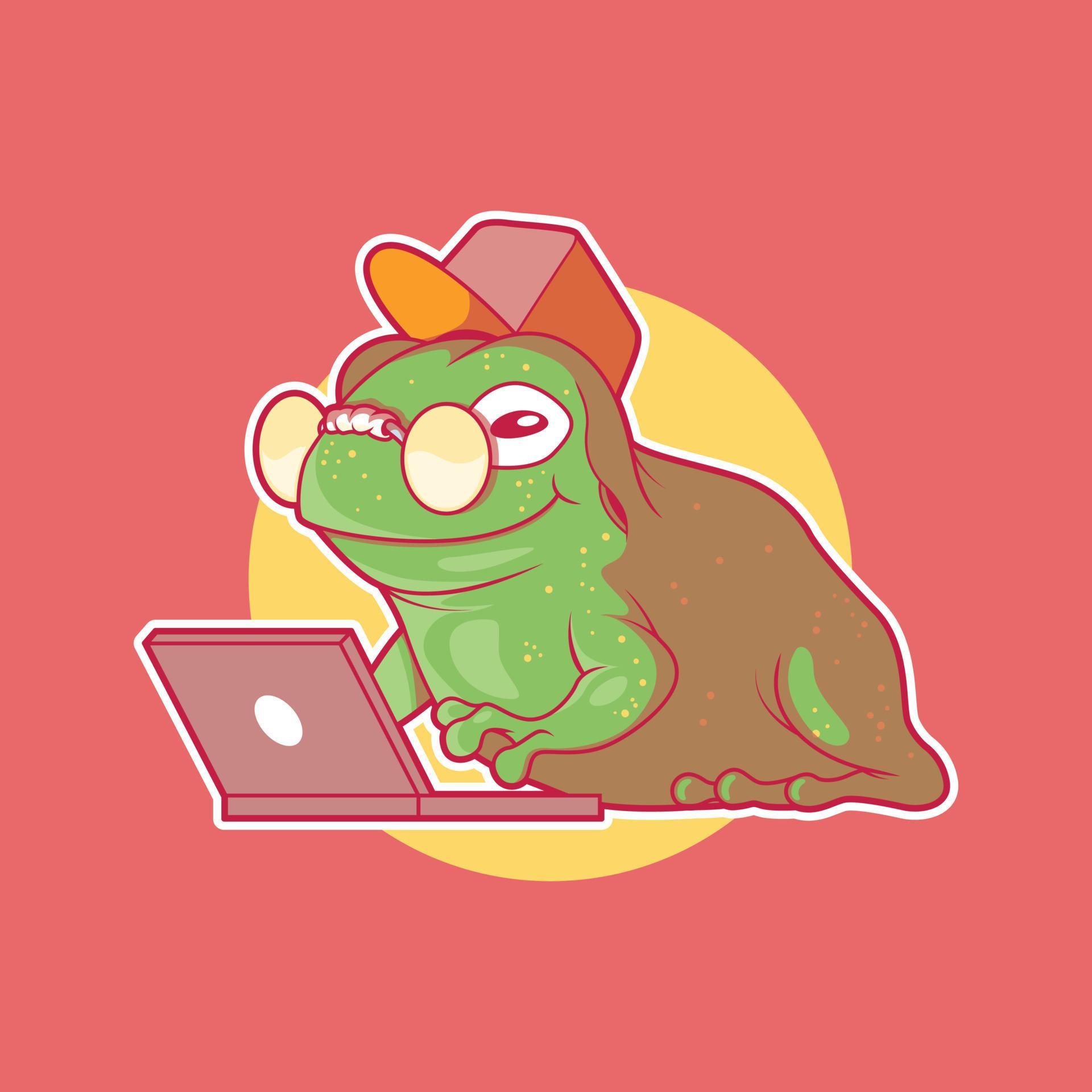 Frog Character tech master vector illustration. Animal, brand ...