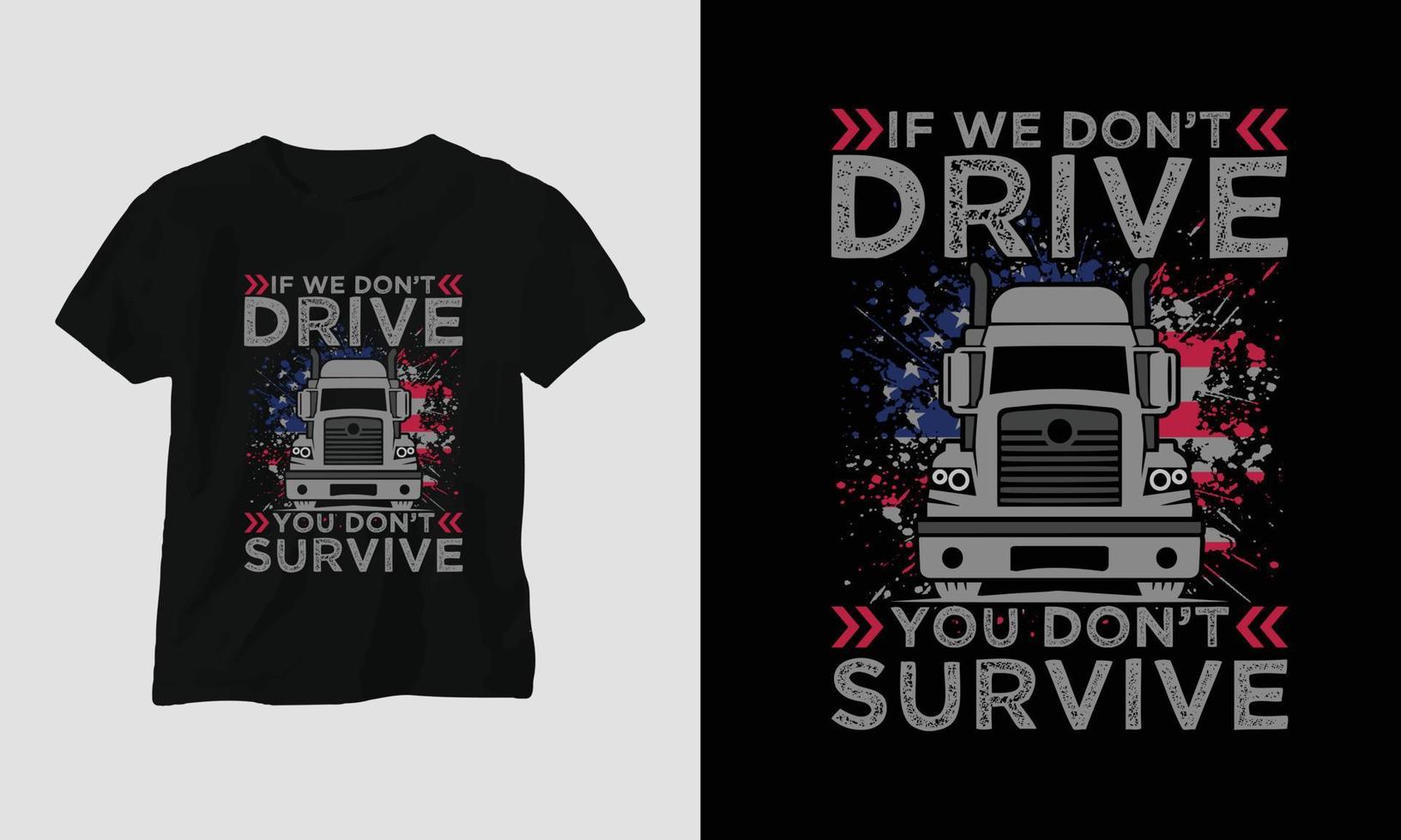 Truck Driver T Shirt Design Vintage Style With Truck And Flag 13159680
