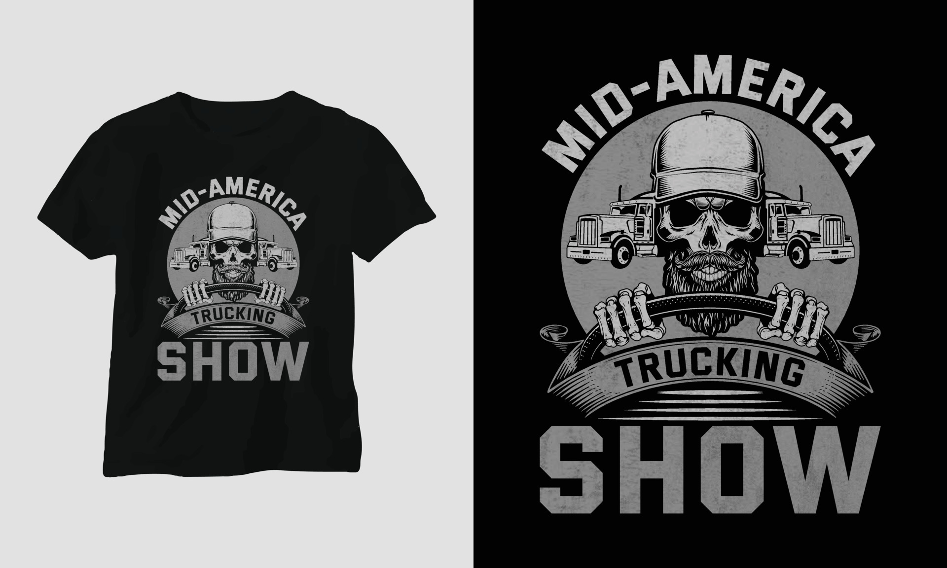 Truck Driver T Shirt Design Vintage Style With Skull 13159691 Vector