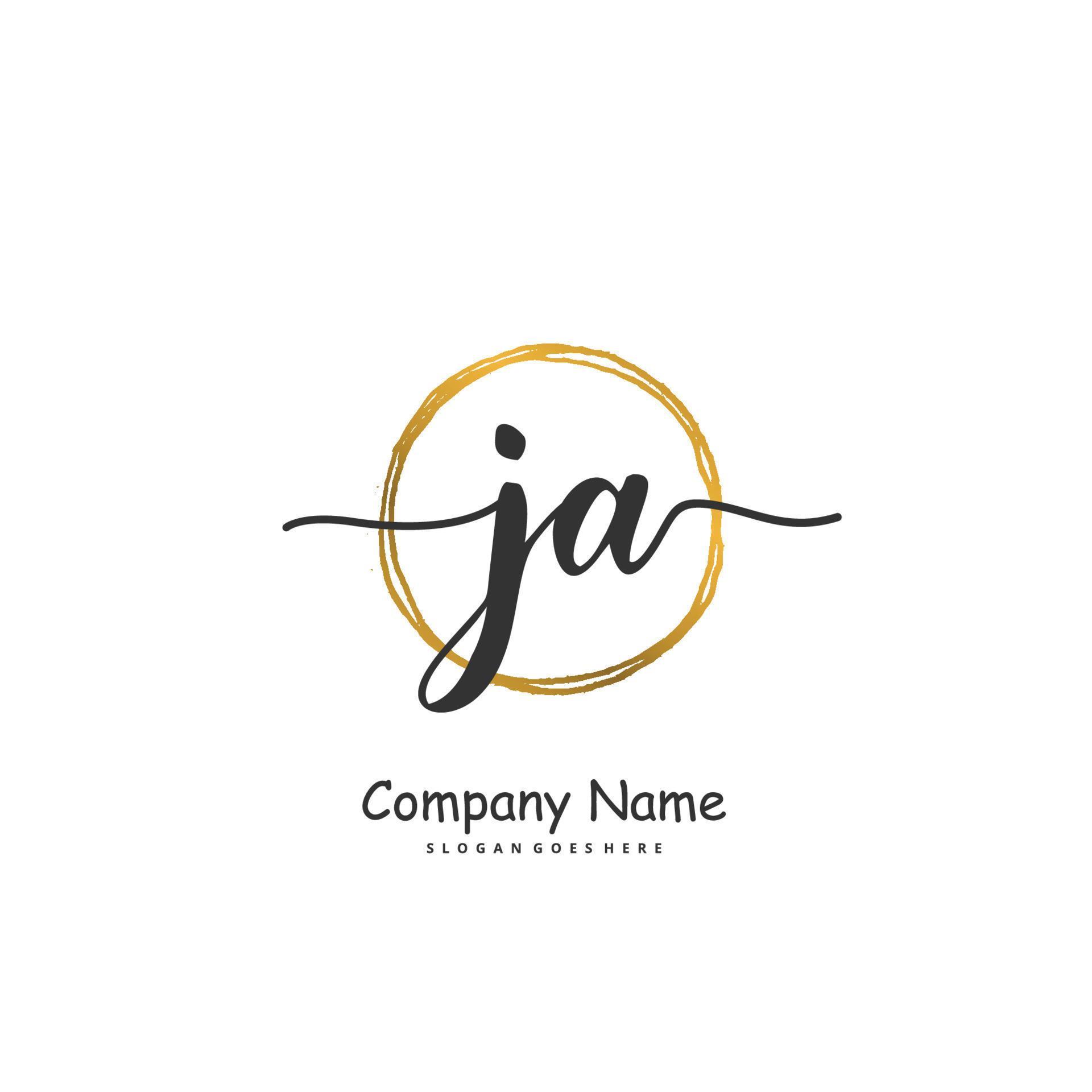 JA Initial handwriting and signature logo design with circle. Beautiful design handwritten logo ...