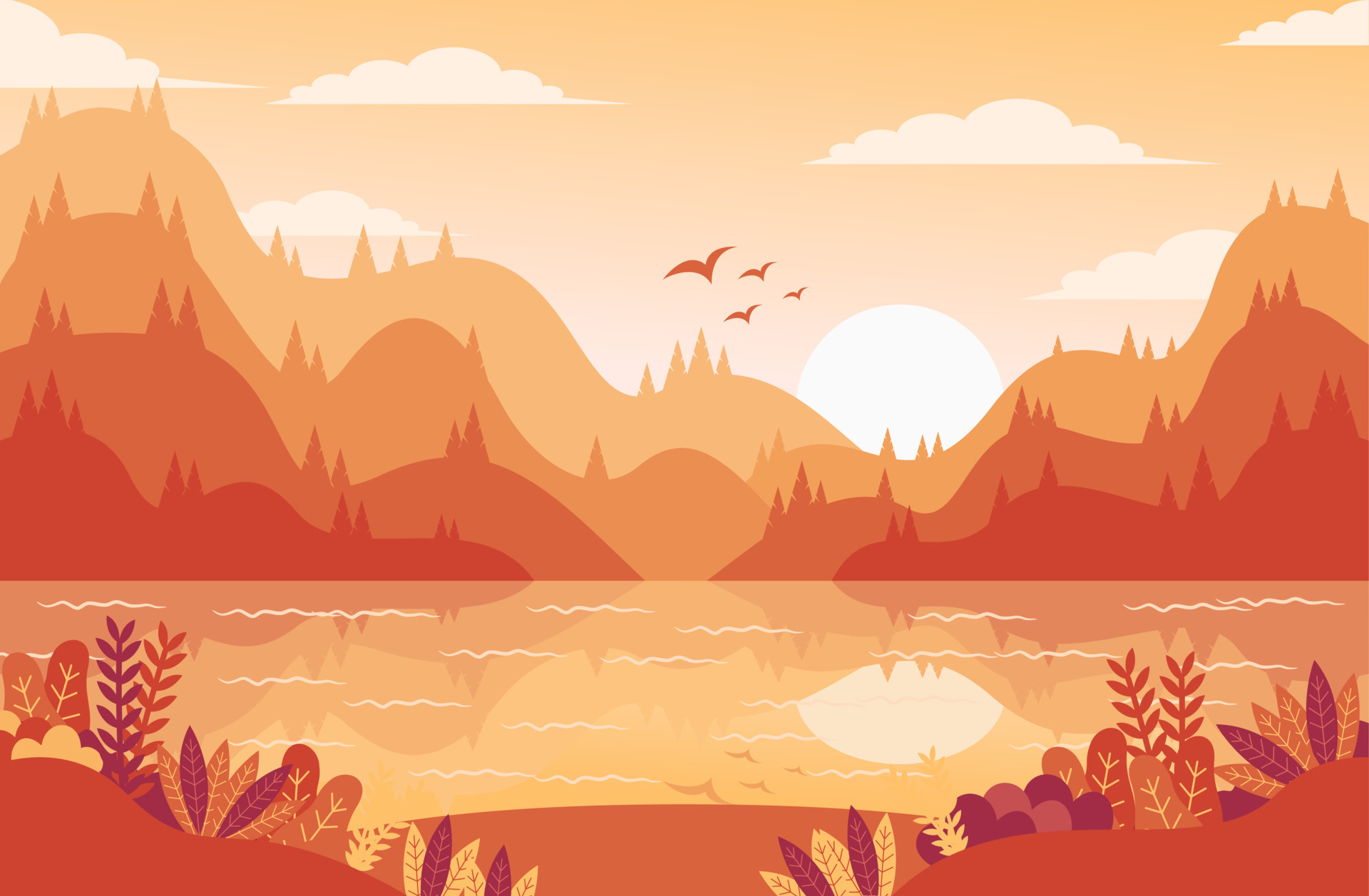 landscape vector wallpaper spring or autumn background 13160044 Vector ...