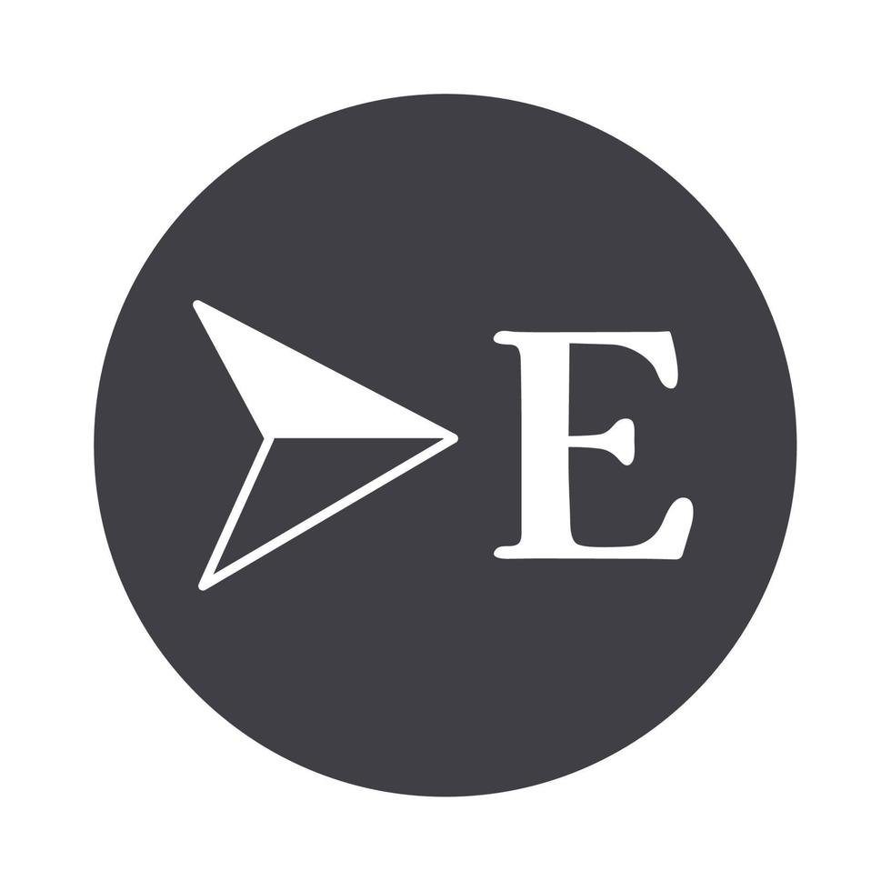 compass rose navigation cartography equipment arrow east location silhouette design icon ...