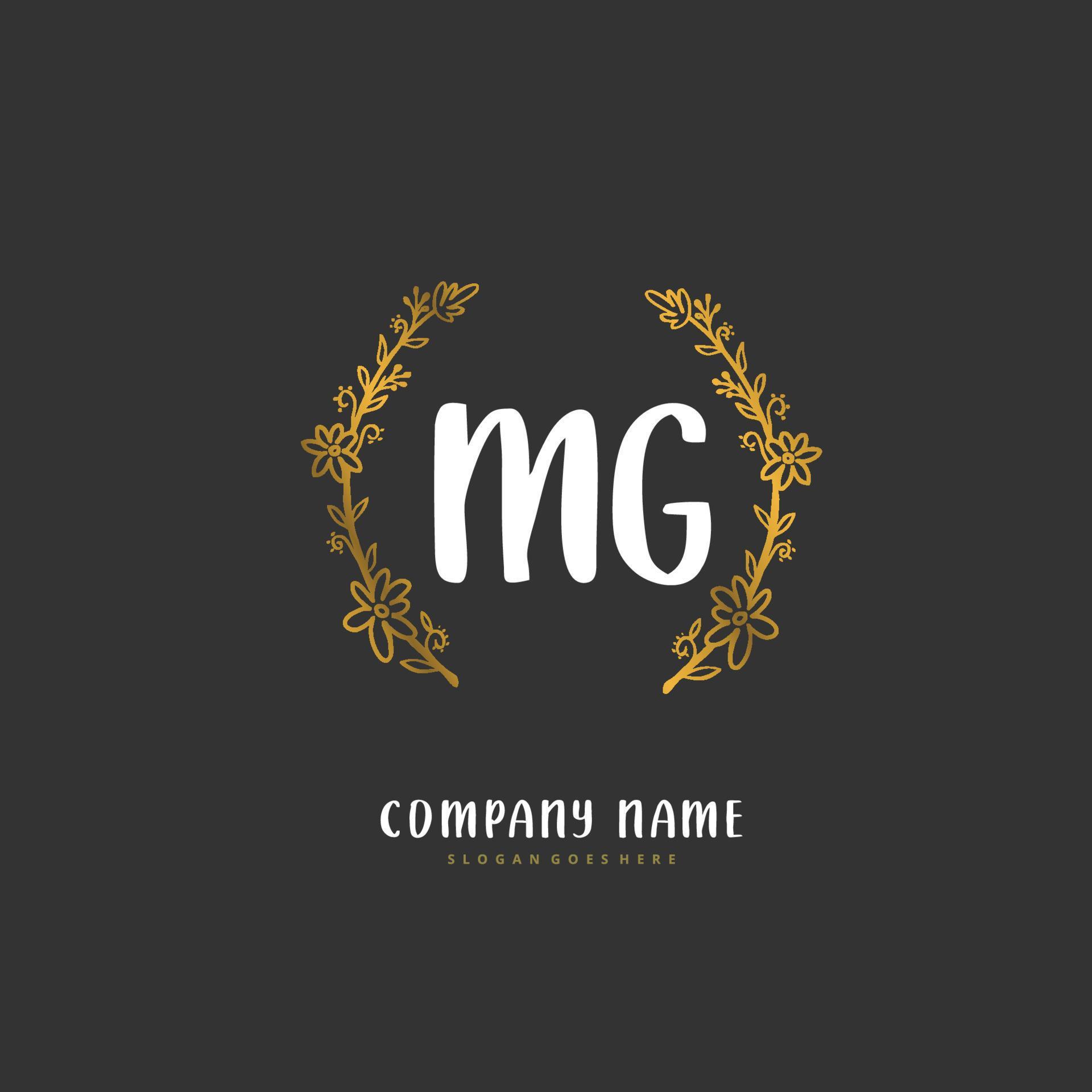MG Initial handwriting and signature logo design with circle. Beautiful design handwritten logo ...