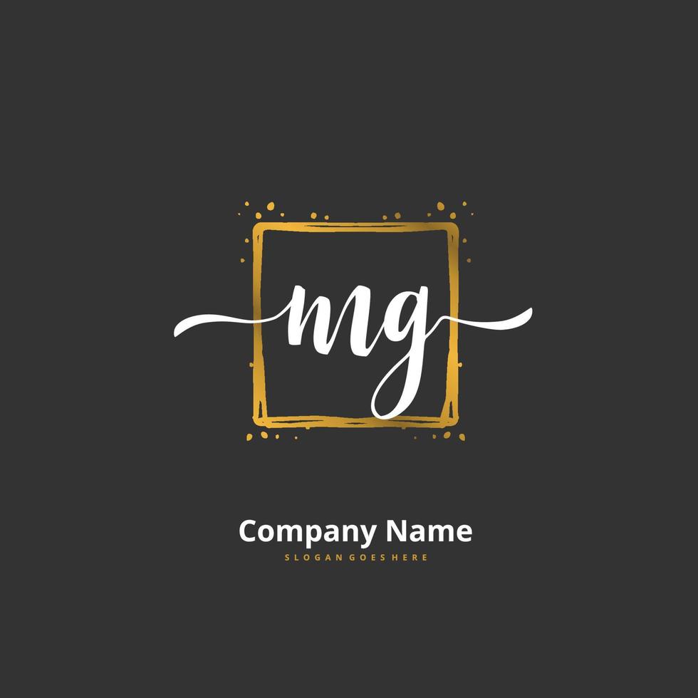 MG Initial handwriting and signature logo design with circle. Beautiful design handwritten logo ...